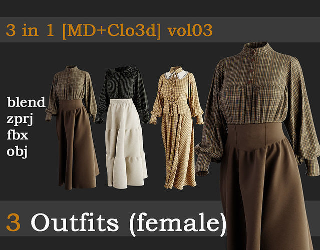 3 Outfits for women vol03 3D model | CGTrader