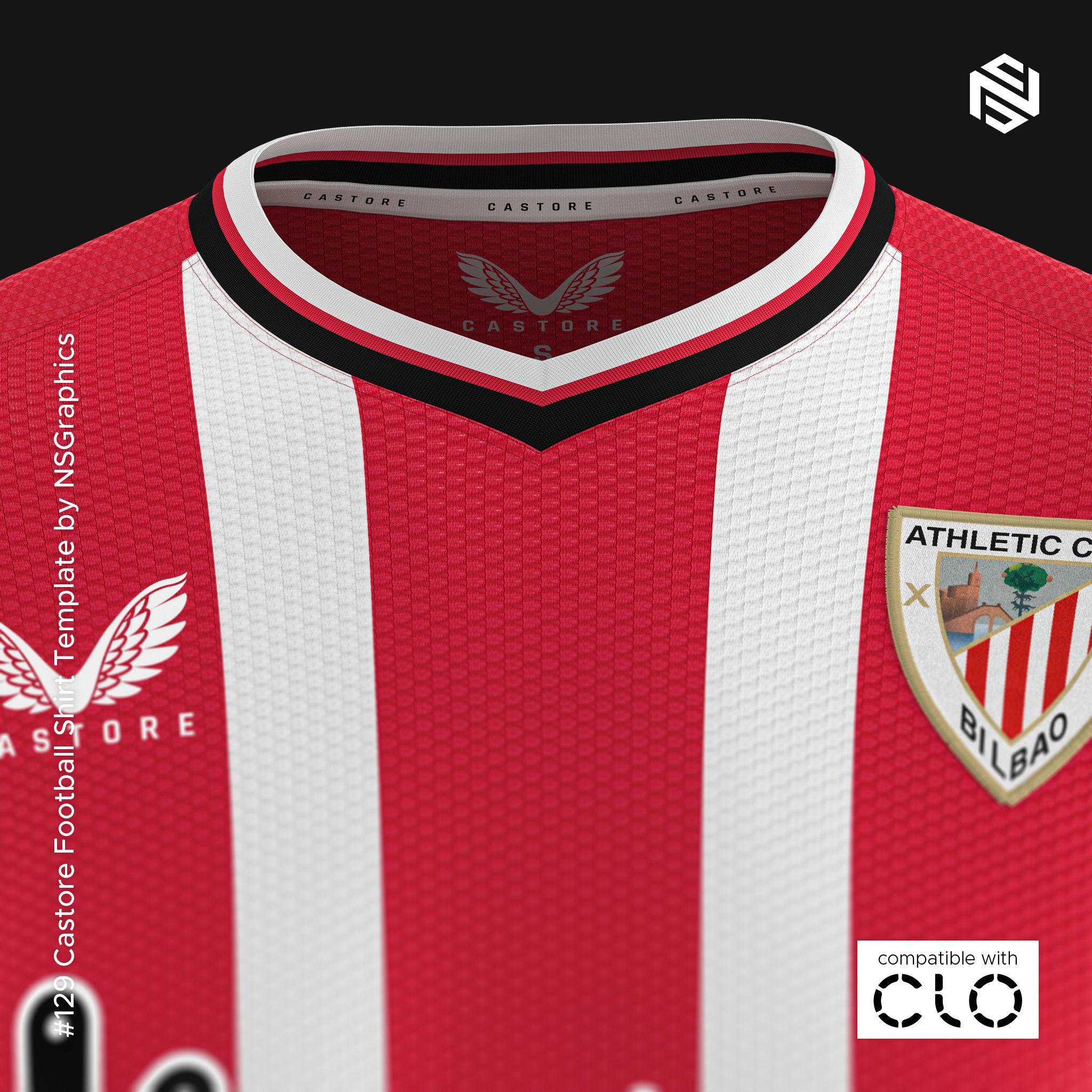 Castore Football Shirt Template for CLO 3D 3D model | CGTrader