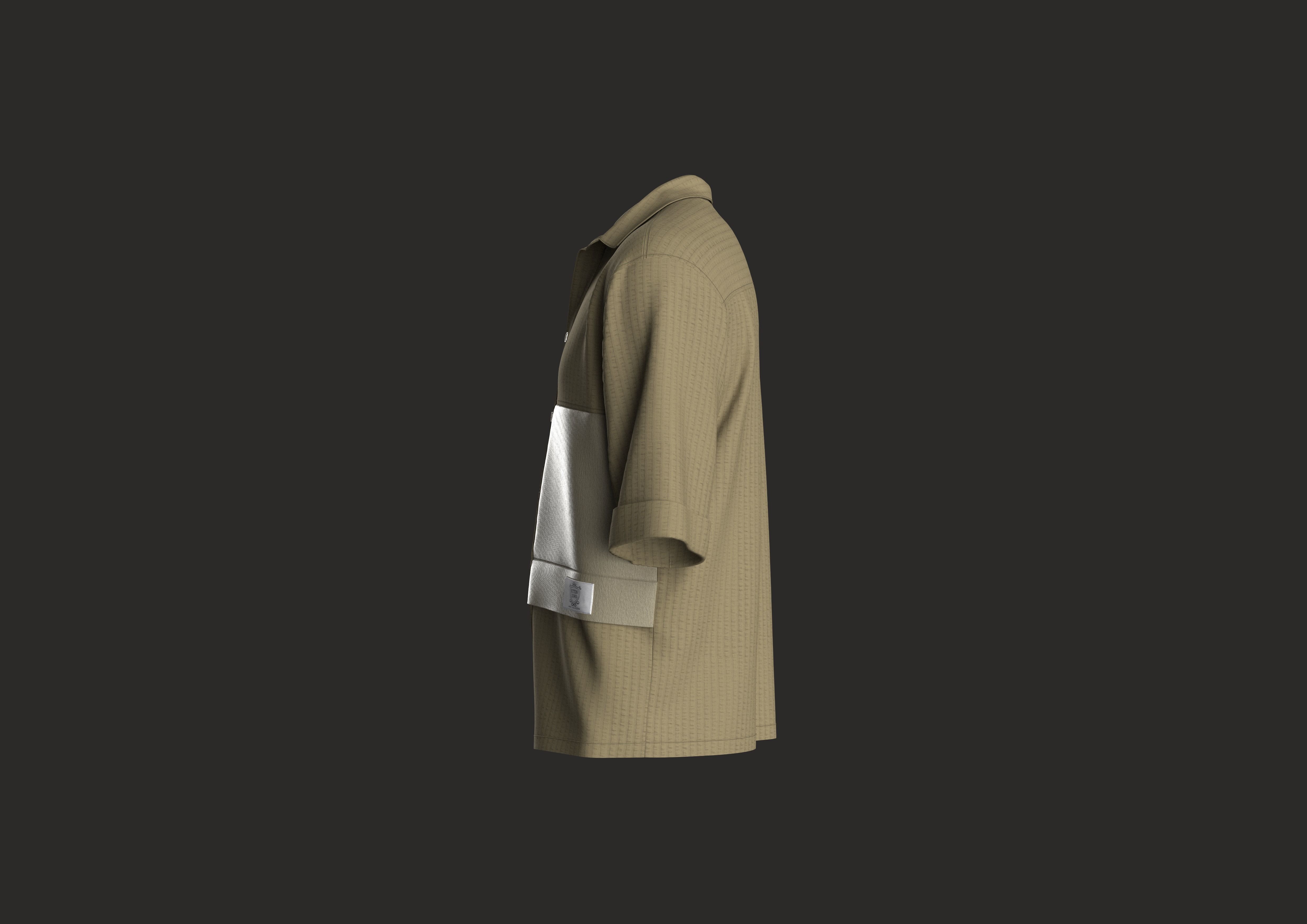Mens shirt with texture fabric with cut and sew details 3D model | CGTrader
