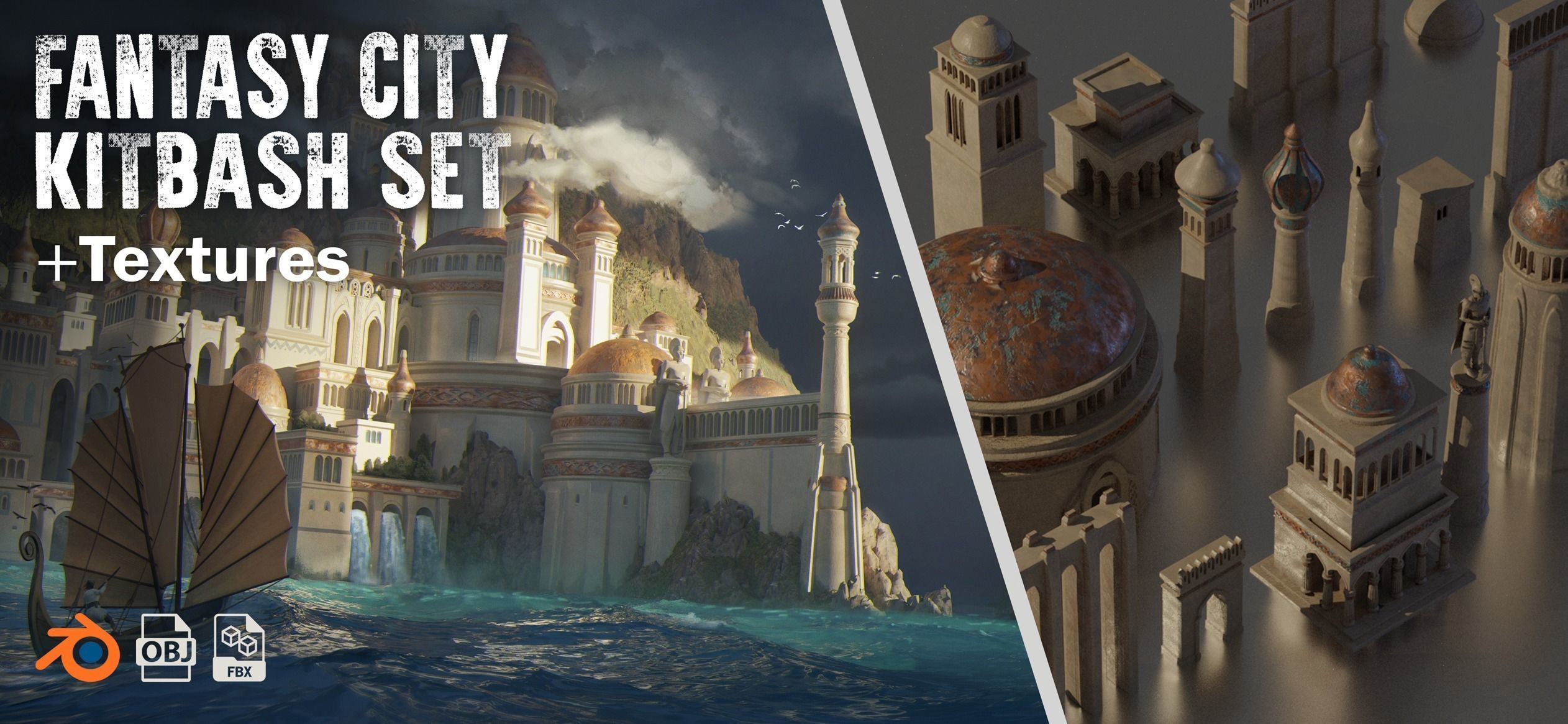 Fantasy City Kitbash Set 3D model | CGTrader