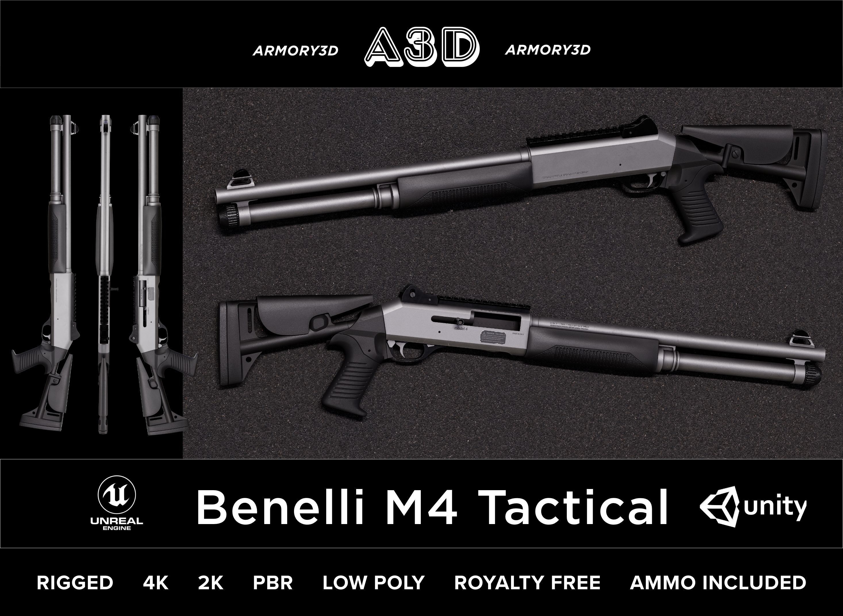 3D model Resident Evil Weapons Pack Game Ready PBR Rigged AAA VR / AR ...