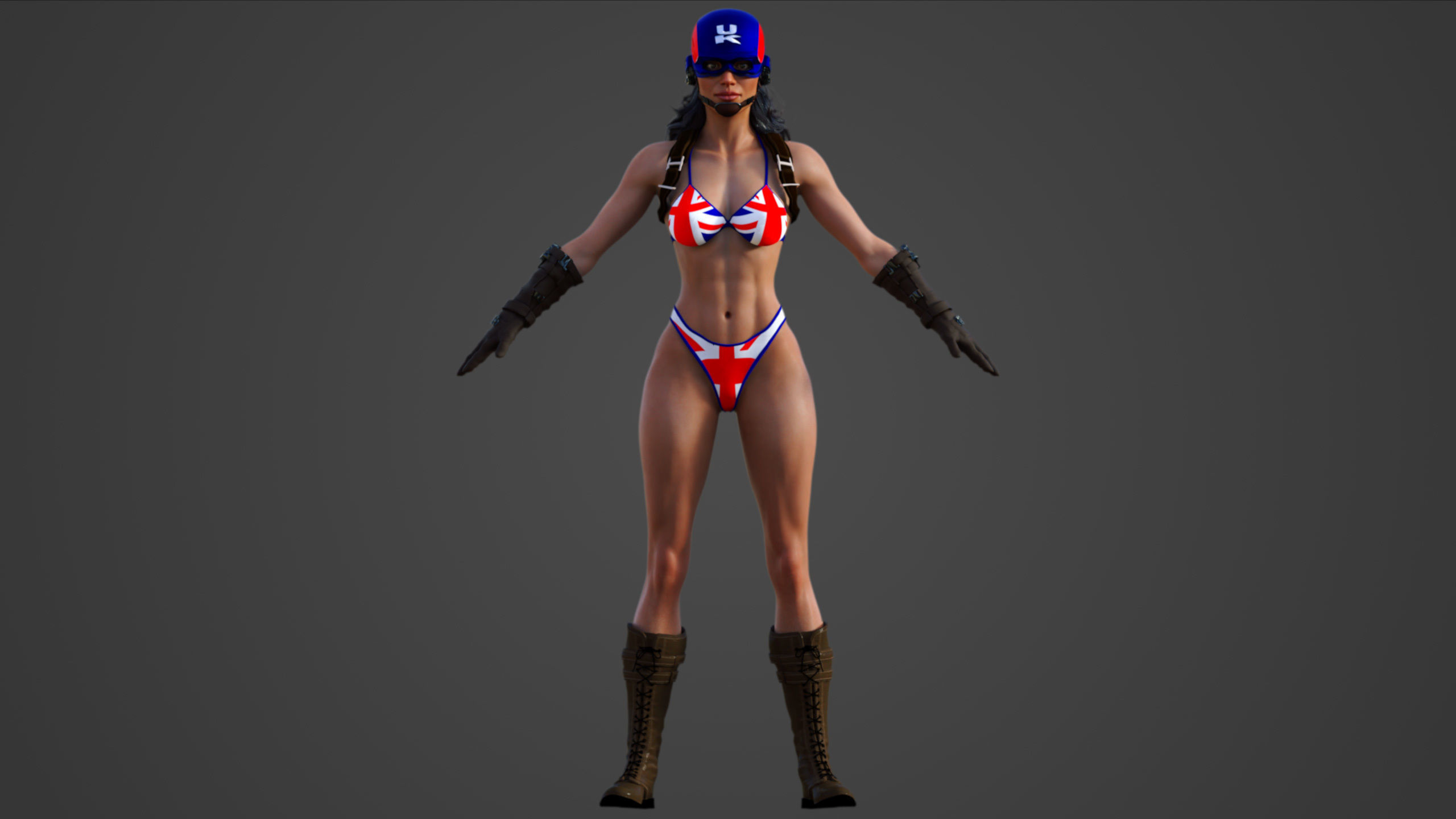 Captain Carter In A Bikini 3D model animated rigged | CGTrader