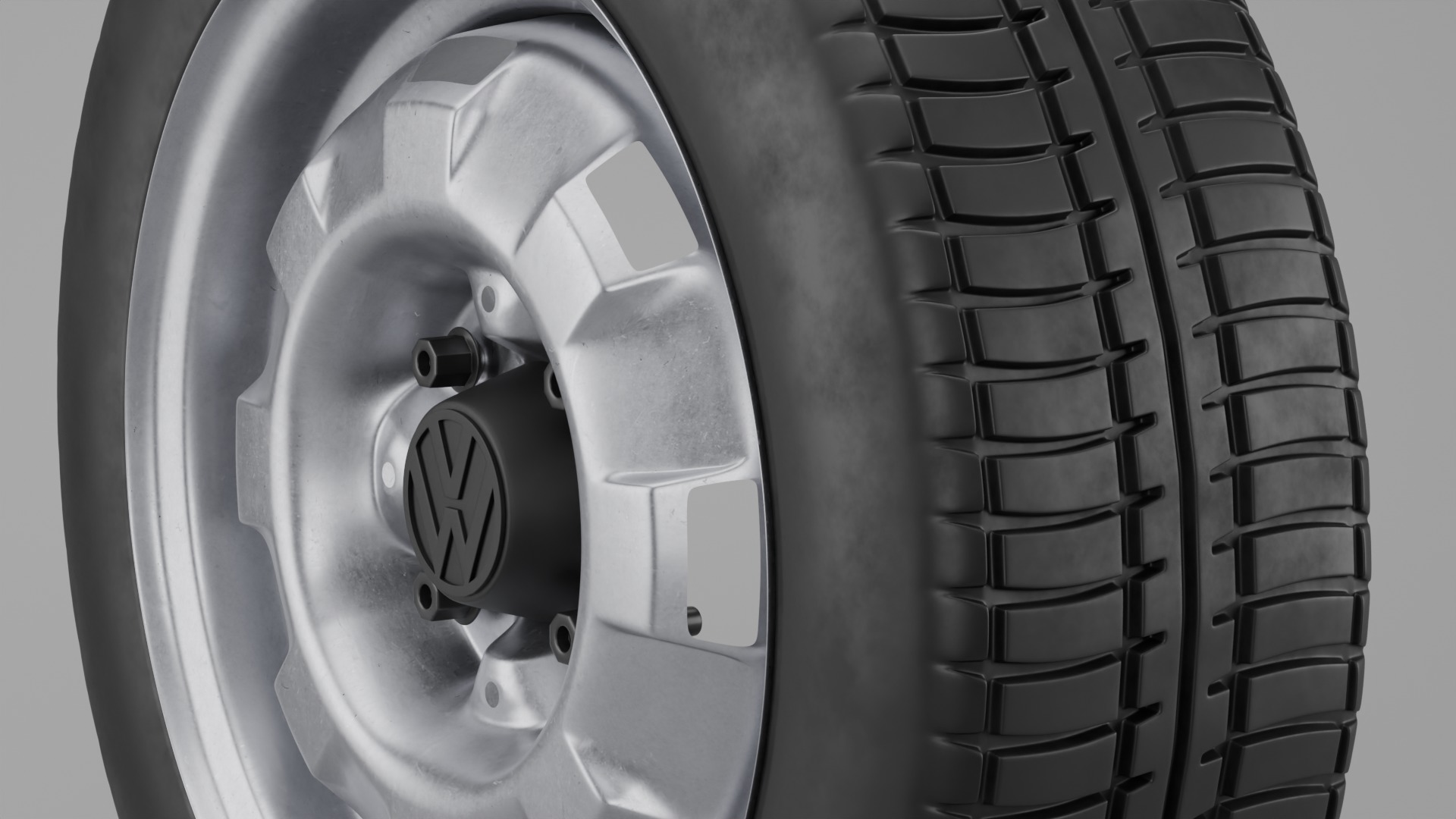 Original stamped steel wheels and tires Volkswagen free 3D model | CGTrader