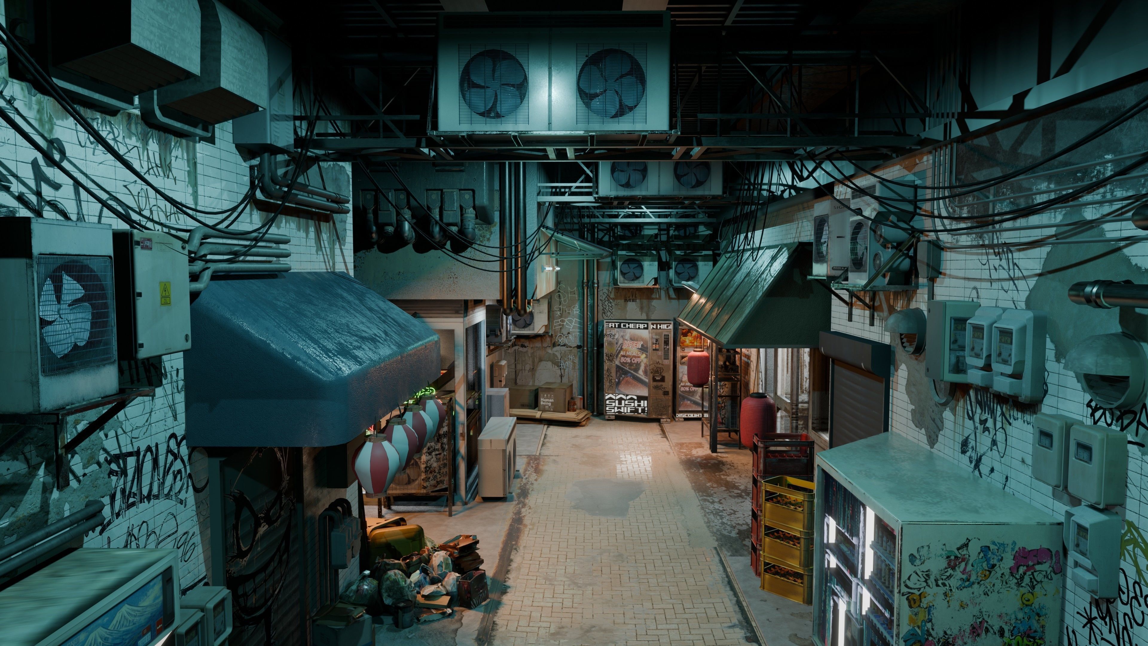 3D model Cyberpunk Underground Bazaar VR / AR / low-poly | CGTrader