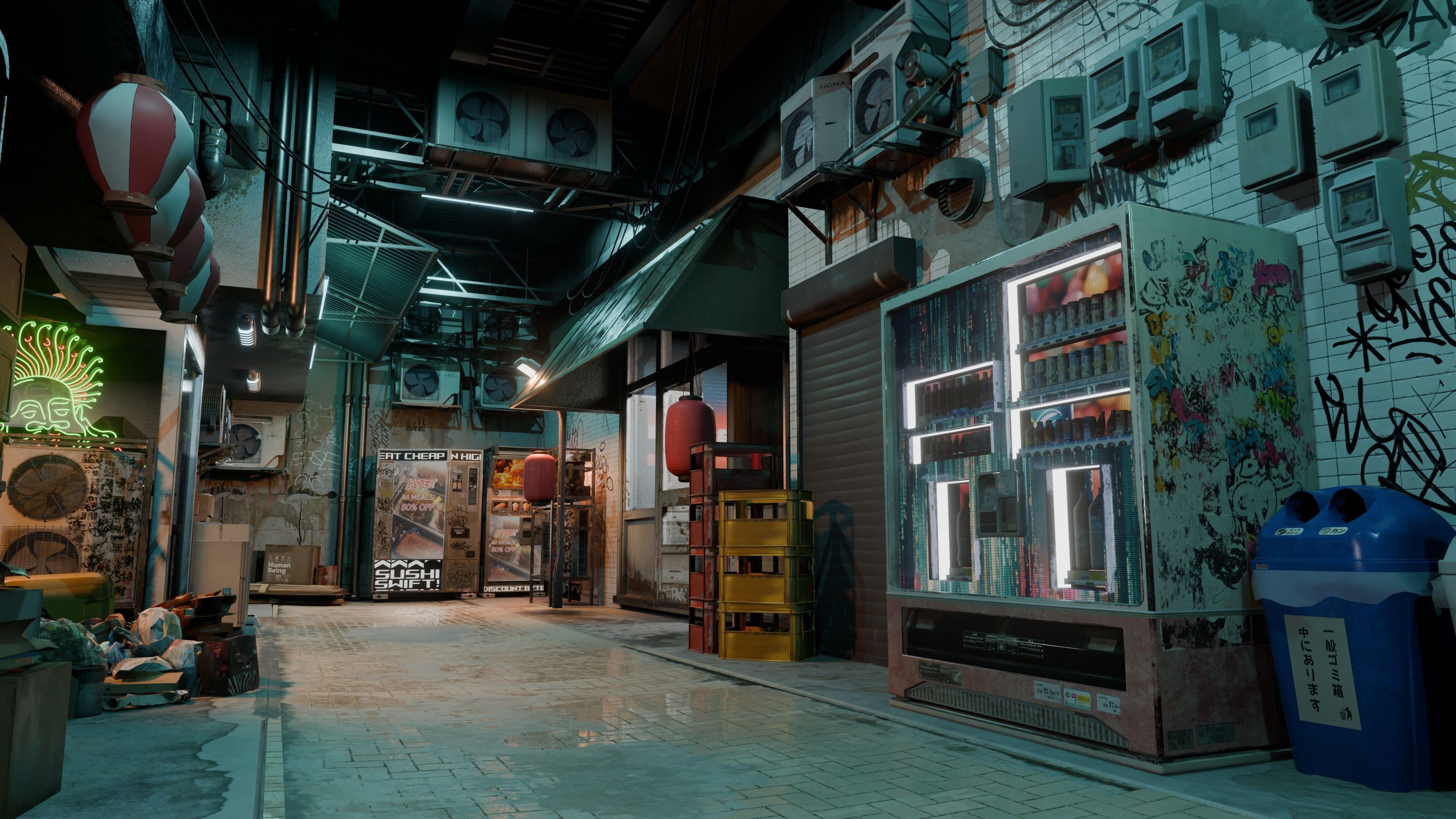 3D model Cyberpunk Underground Bazaar VR / AR / low-poly | CGTrader