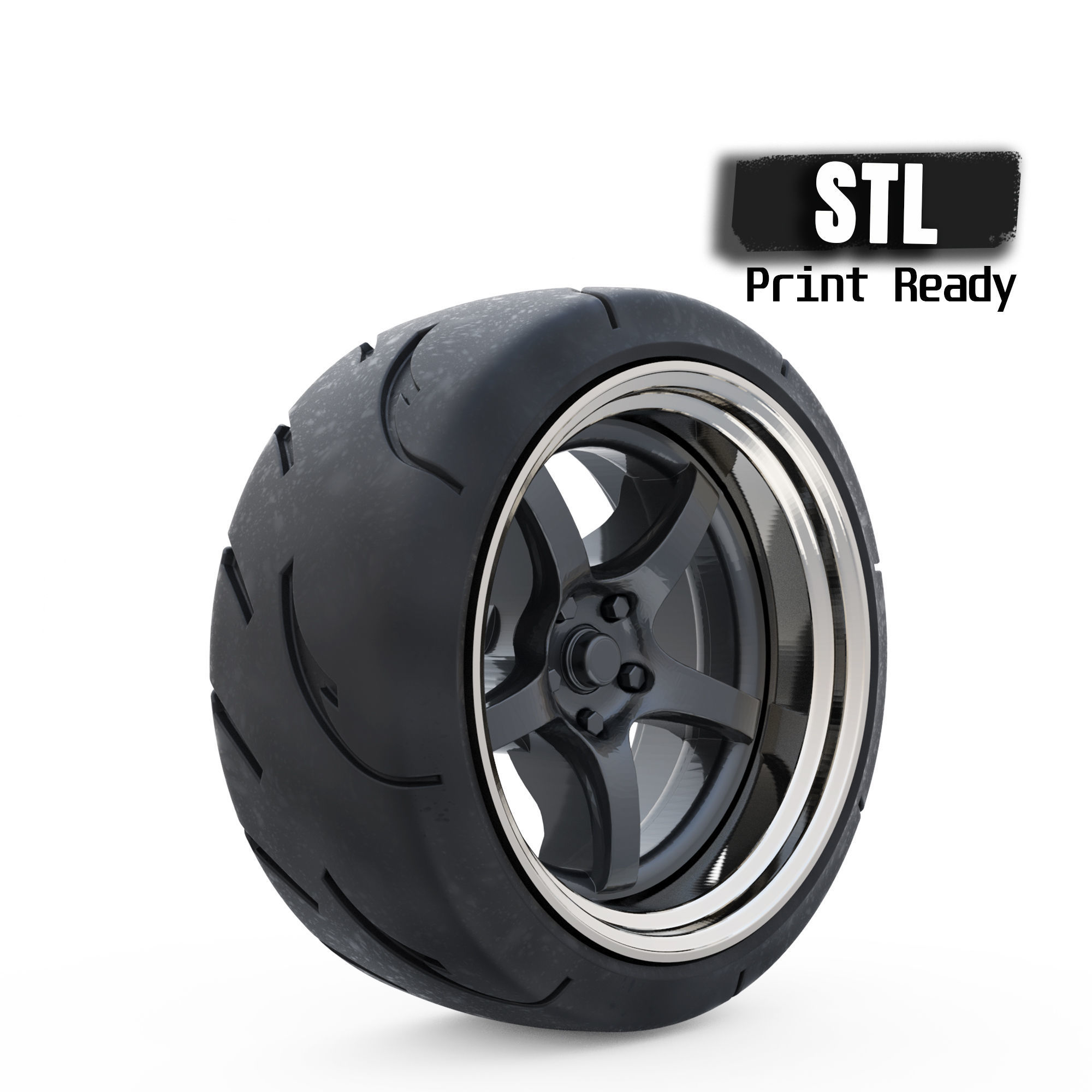 3d printing Tire Rims Wheel set for miniatures cars 3D model 3D ...