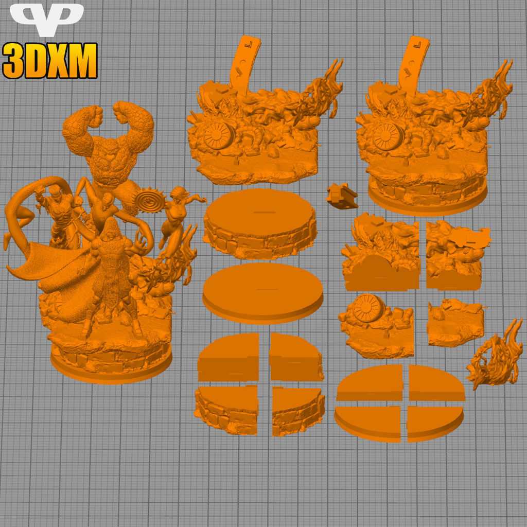 Fantastic 4 vs Doom Diorama STL for 3D Printing ChibiSTL 3DXM 3D model ...