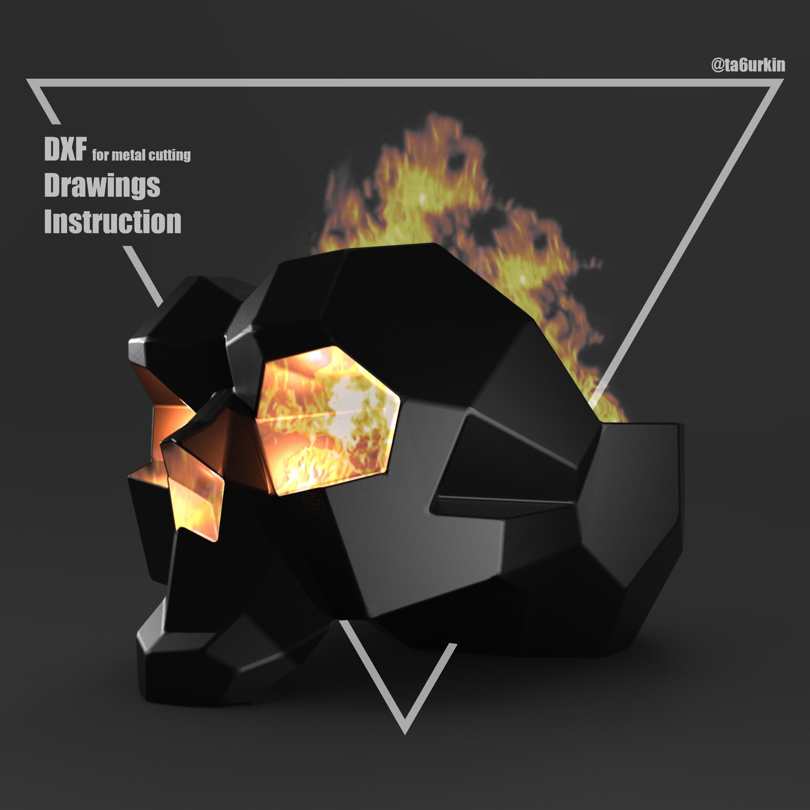 Welding Project Plans Drawings Skull Fire Pit DXF PDF 3D model | CGTrader