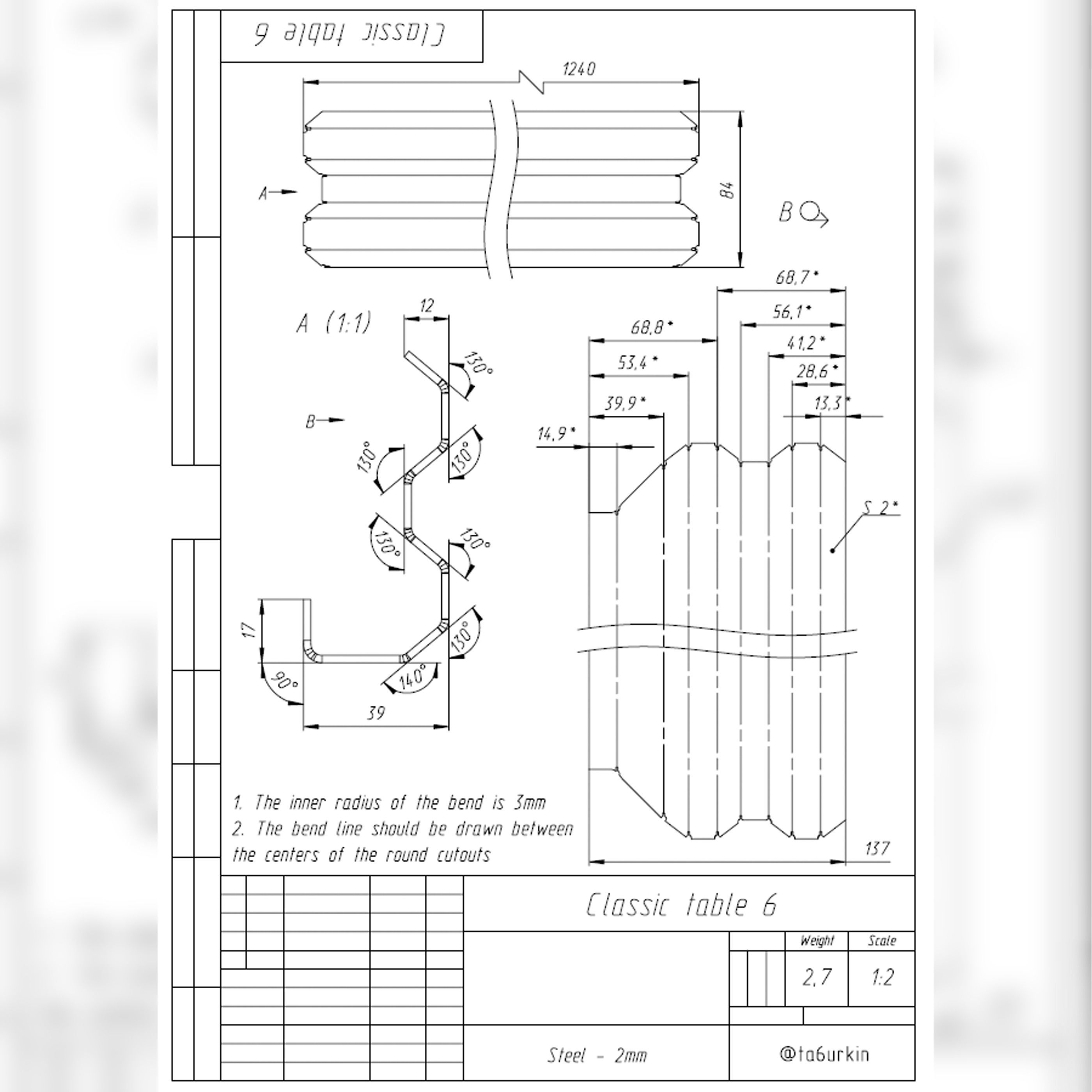 Welding Project Plans Drawings Classic Table DXF PDF 3D model | CGTrader
