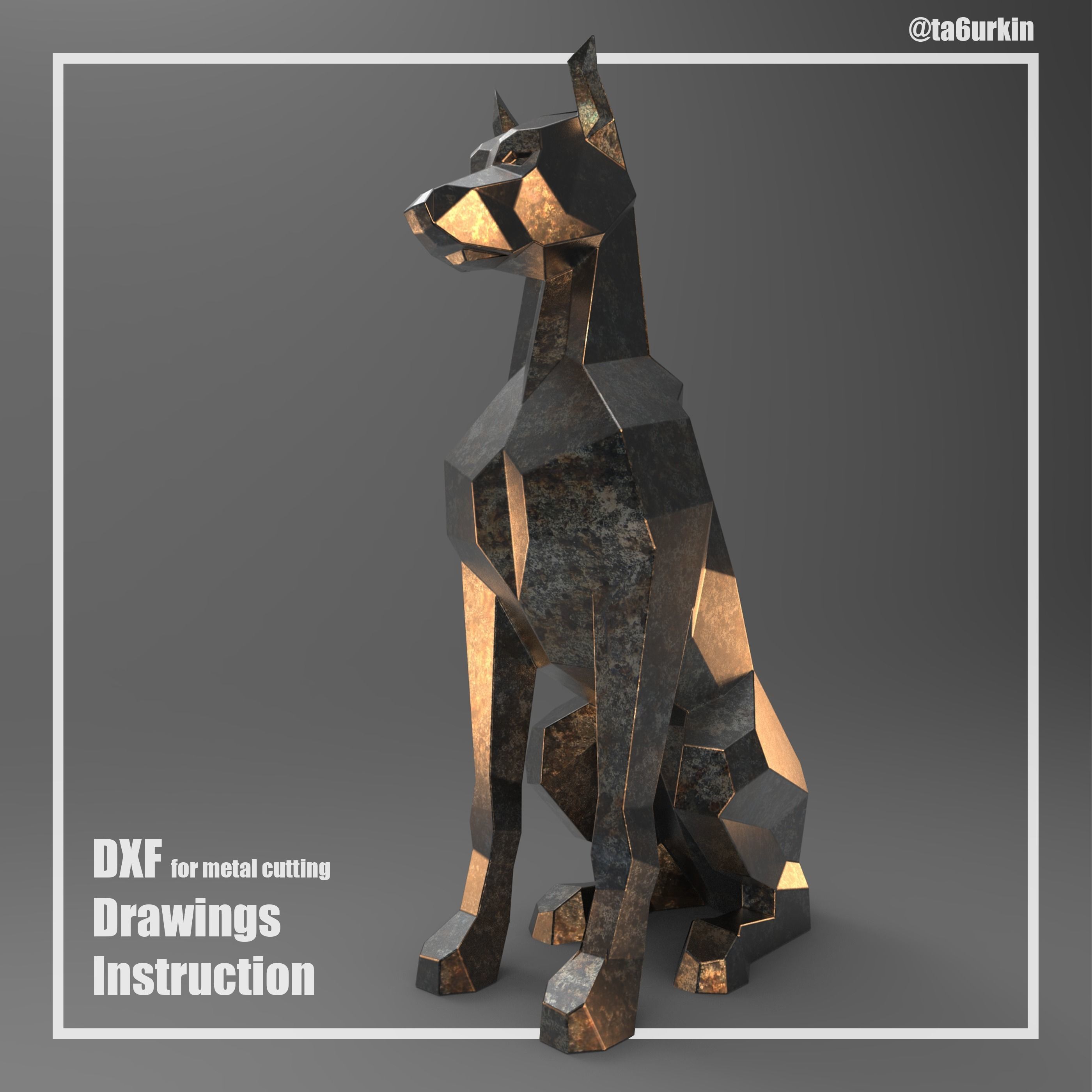 Welding Project Plans Drawings Doberman Sitting DXF PDF 3D model | CGTrader