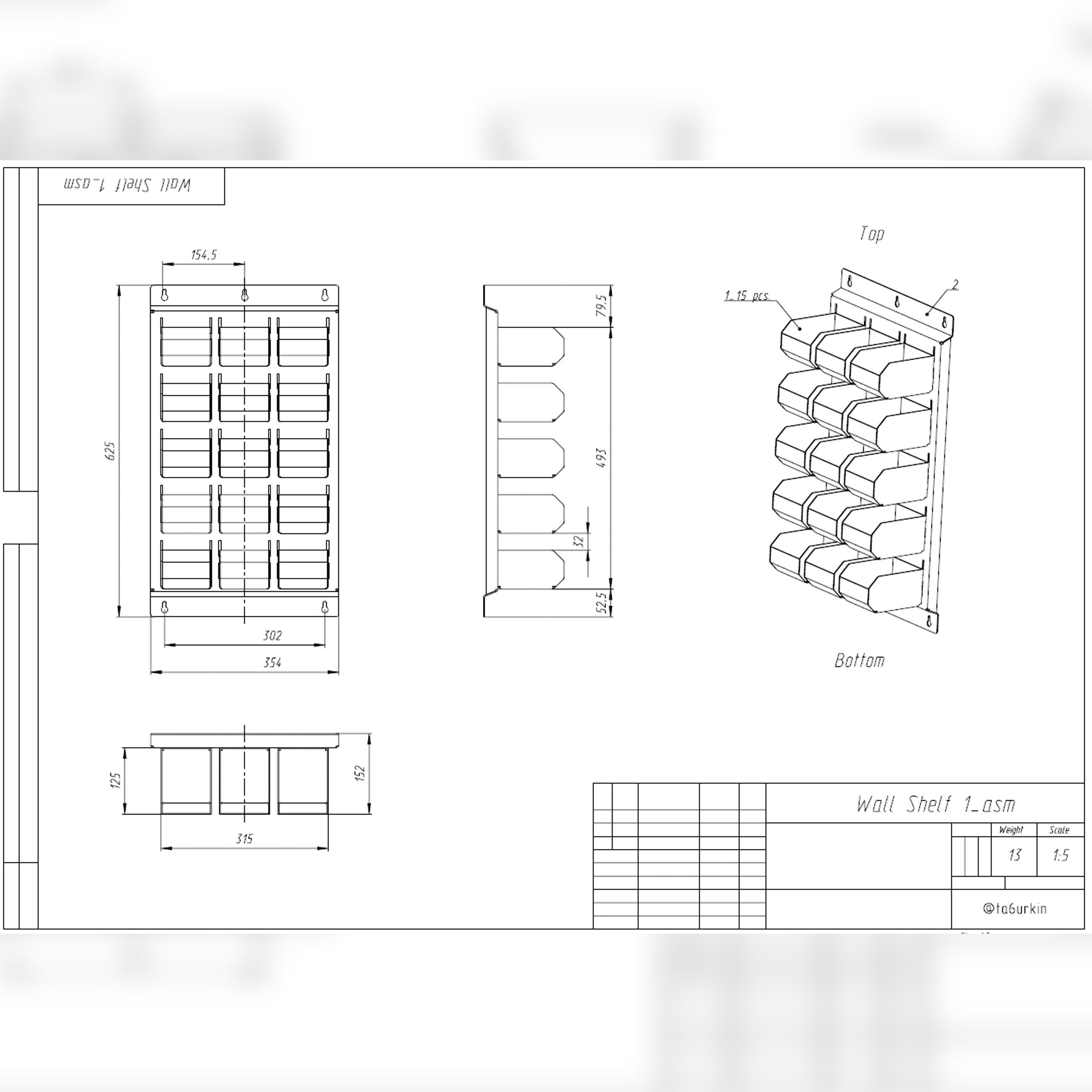 Sheet Metal Plans Drawings Wall Shelf 1 DXF PDF 3D model | CGTrader