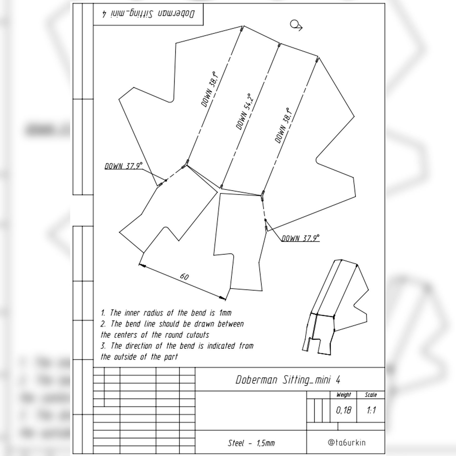 Welding Project Plans Drawings Mini Doberman DXF PDF 3D model | CGTrader