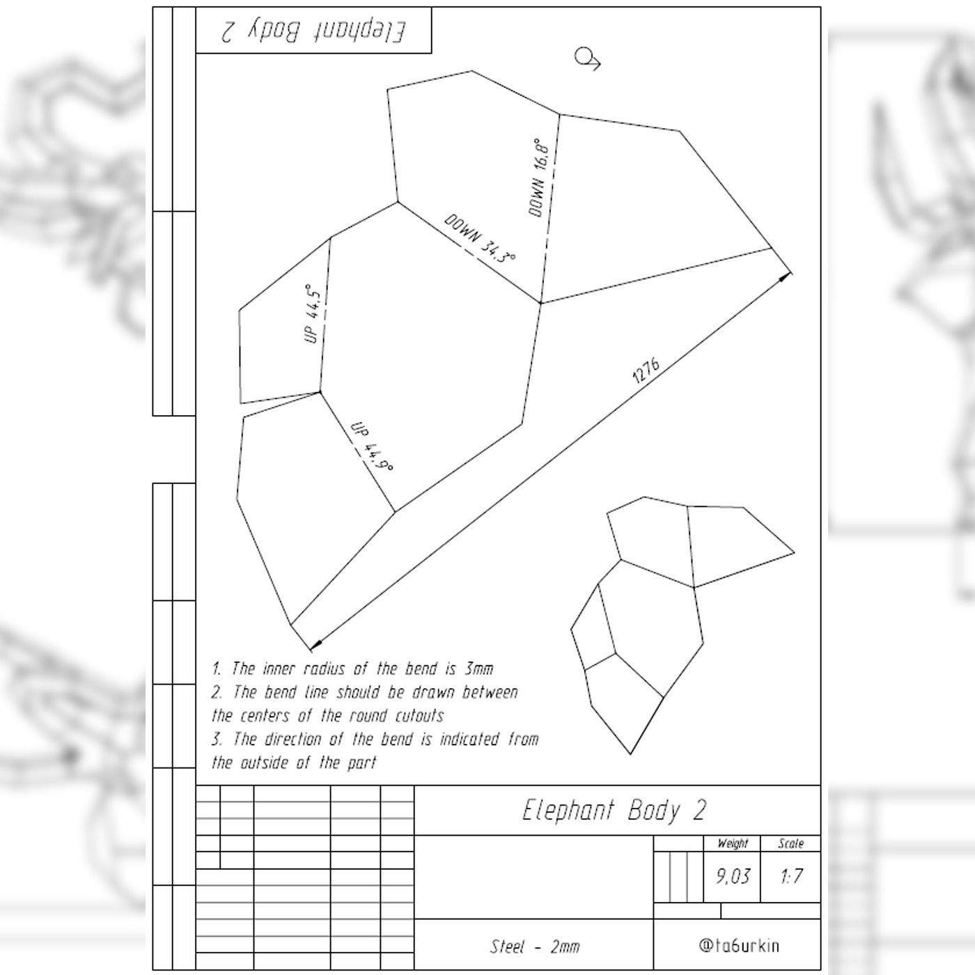 Welding Project Plans Drawings Elephant DXF PDF 3D model | CGTrader