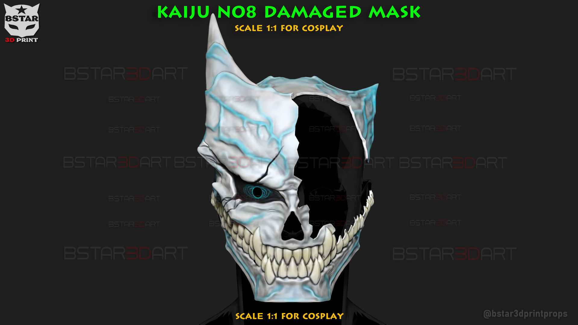 Kaiju No 8 Damaged Mask - Kaiju No 8 Anime Cosplay 3D model 3D ...