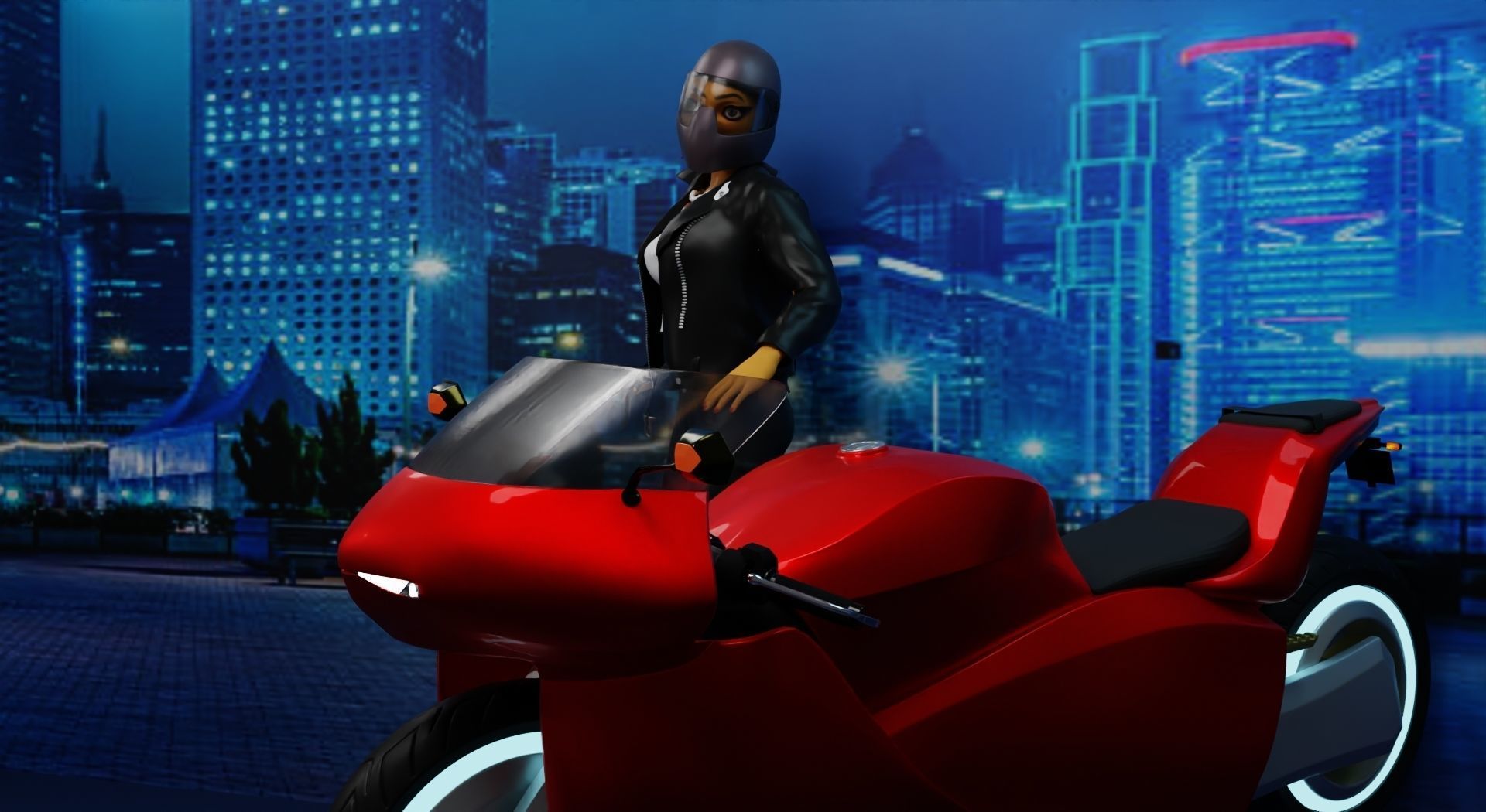 The Biker Girl 3d Model Rigged Cgtrader