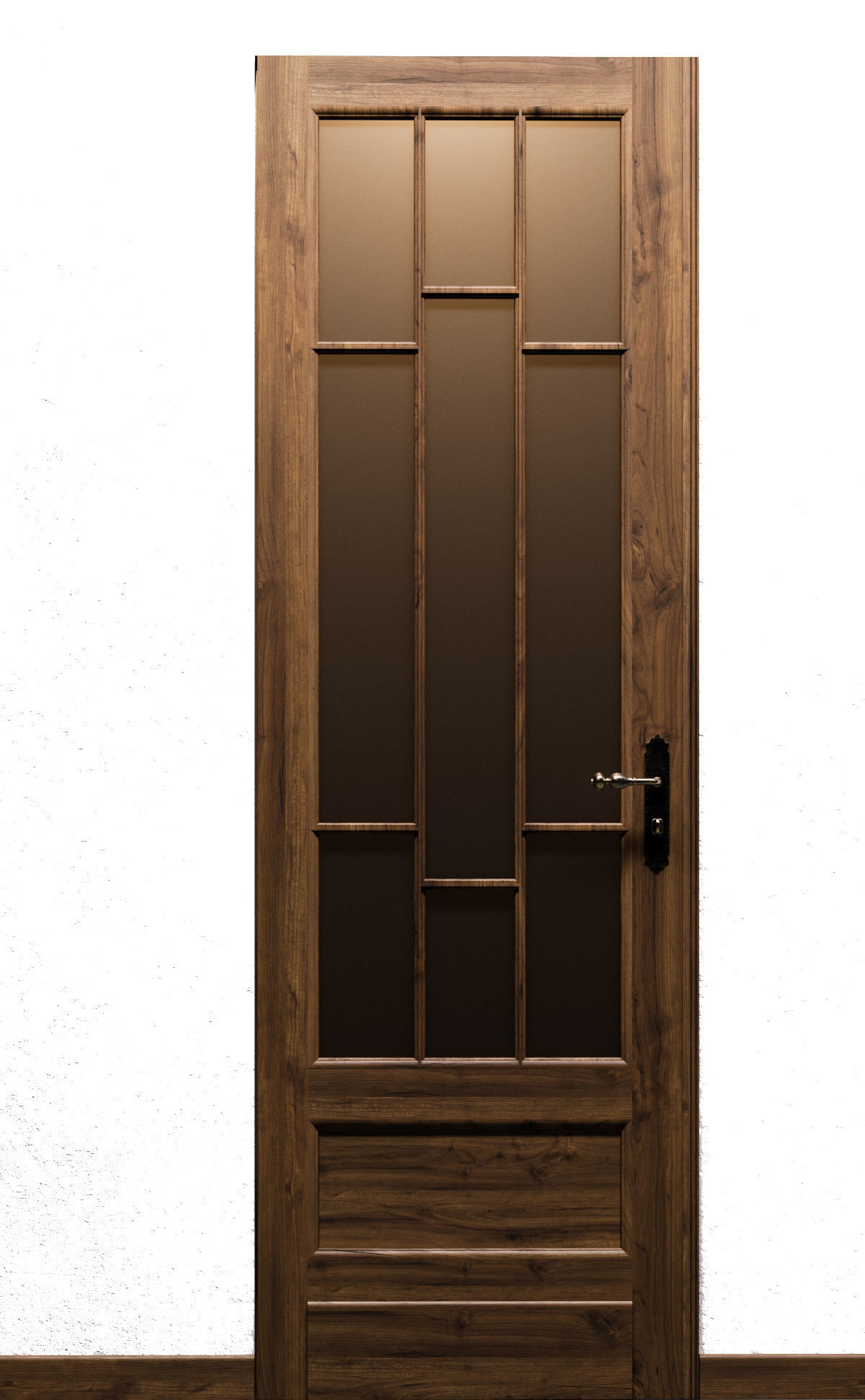 3D Wooden Door Low-poly 3D model- GLASS DOOR Low-poly 3D model free VR ...