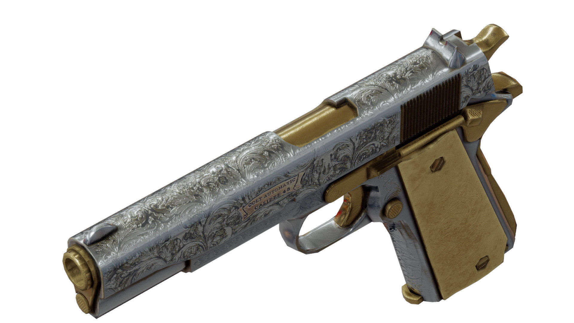 Pistol with Engravings free VR / AR / low-poly 3D model | CGTrader