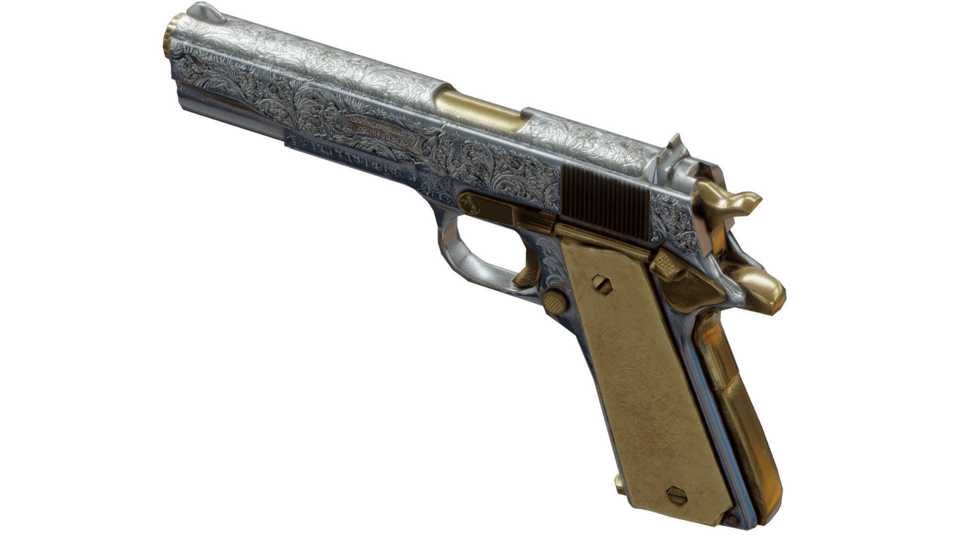 Pistol with Engravings free VR / AR / low-poly 3D model | CGTrader