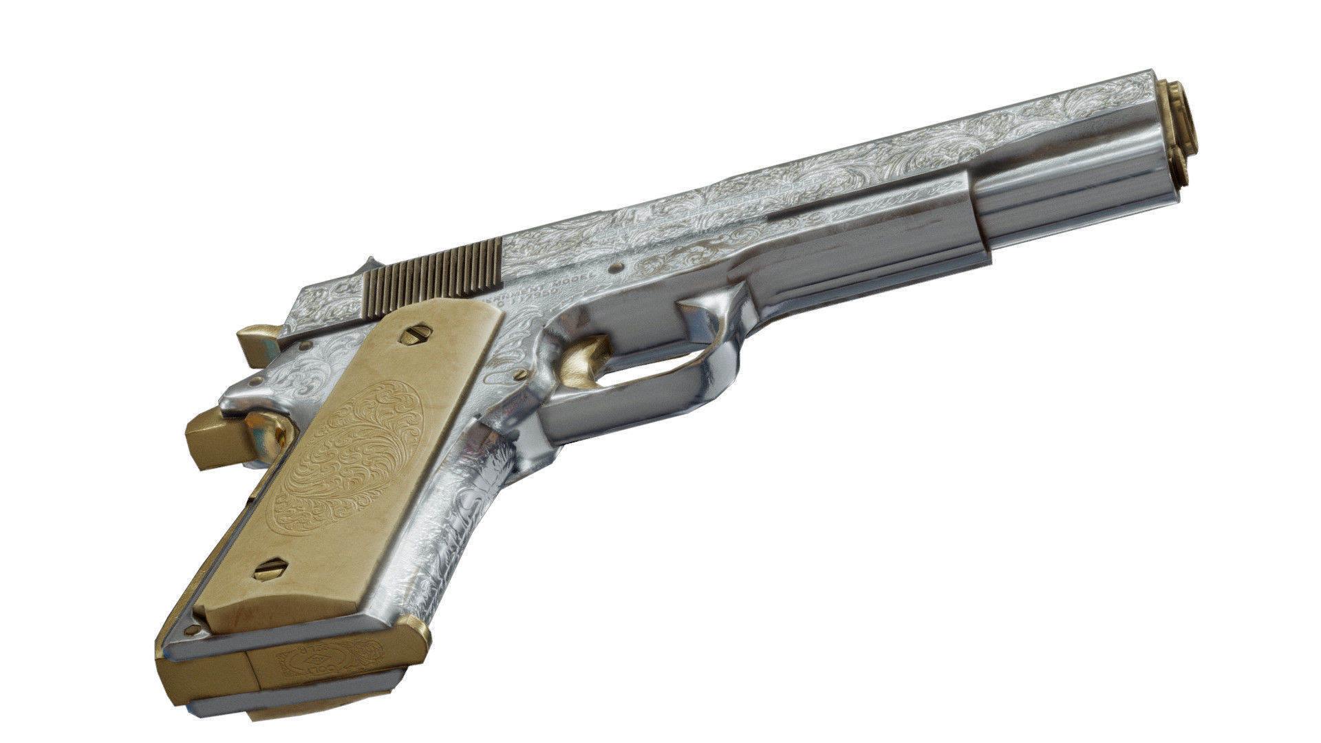 Pistol with Engravings free VR / AR / low-poly 3D model | CGTrader