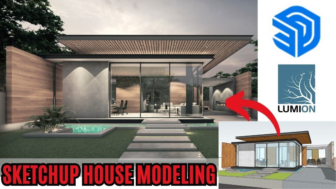 Exercise File for Sketchup House Design 13X30 m free 3D model | CGTrader