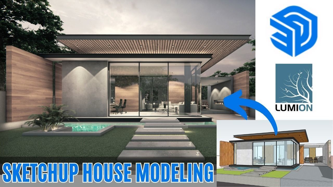 Exercise File for Sketchup House Design 13X30 m free 3D model | CGTrader