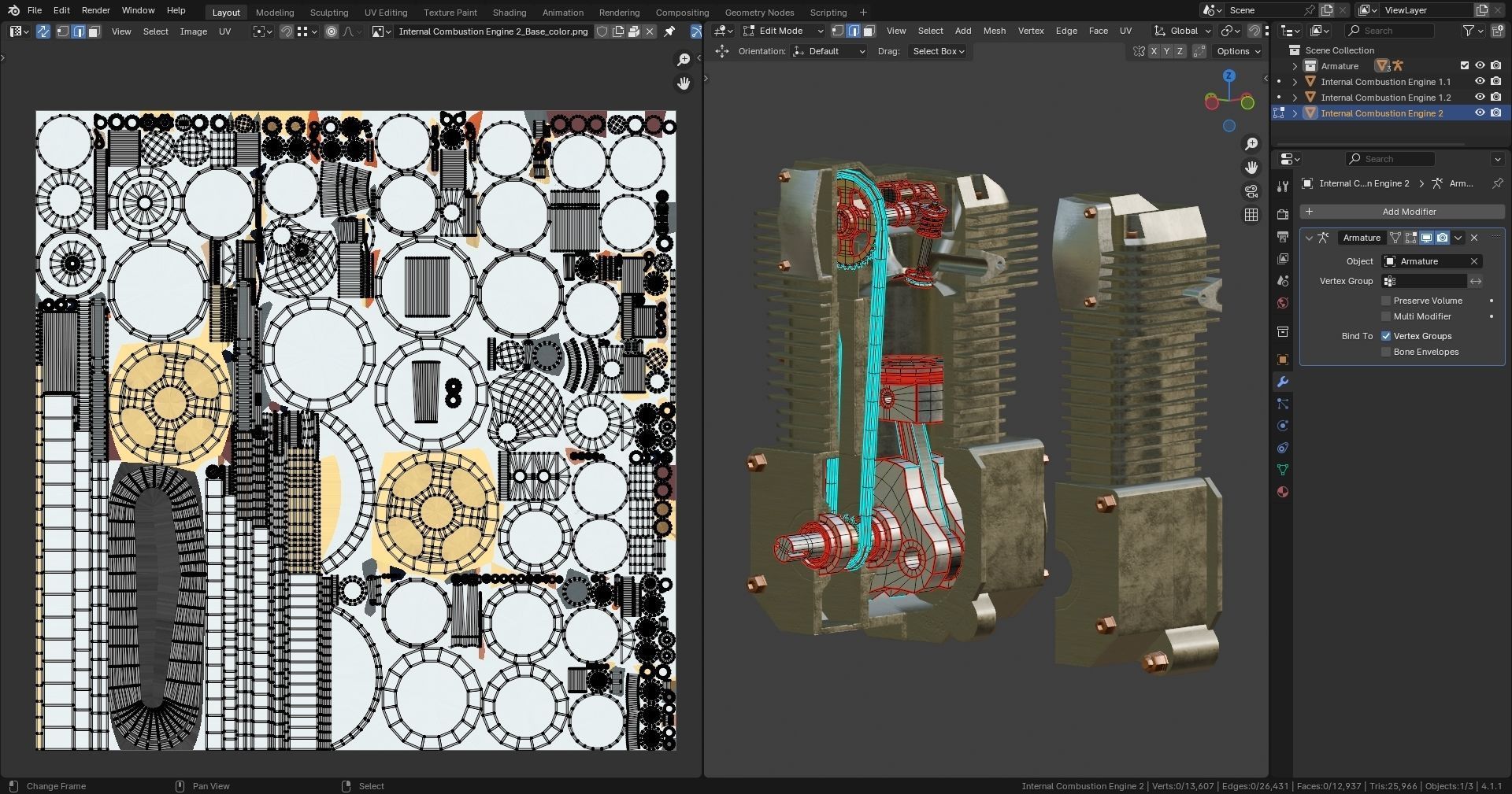 3D model Realistic Engine - Internal Combustion Engine VR / AR / low ...
