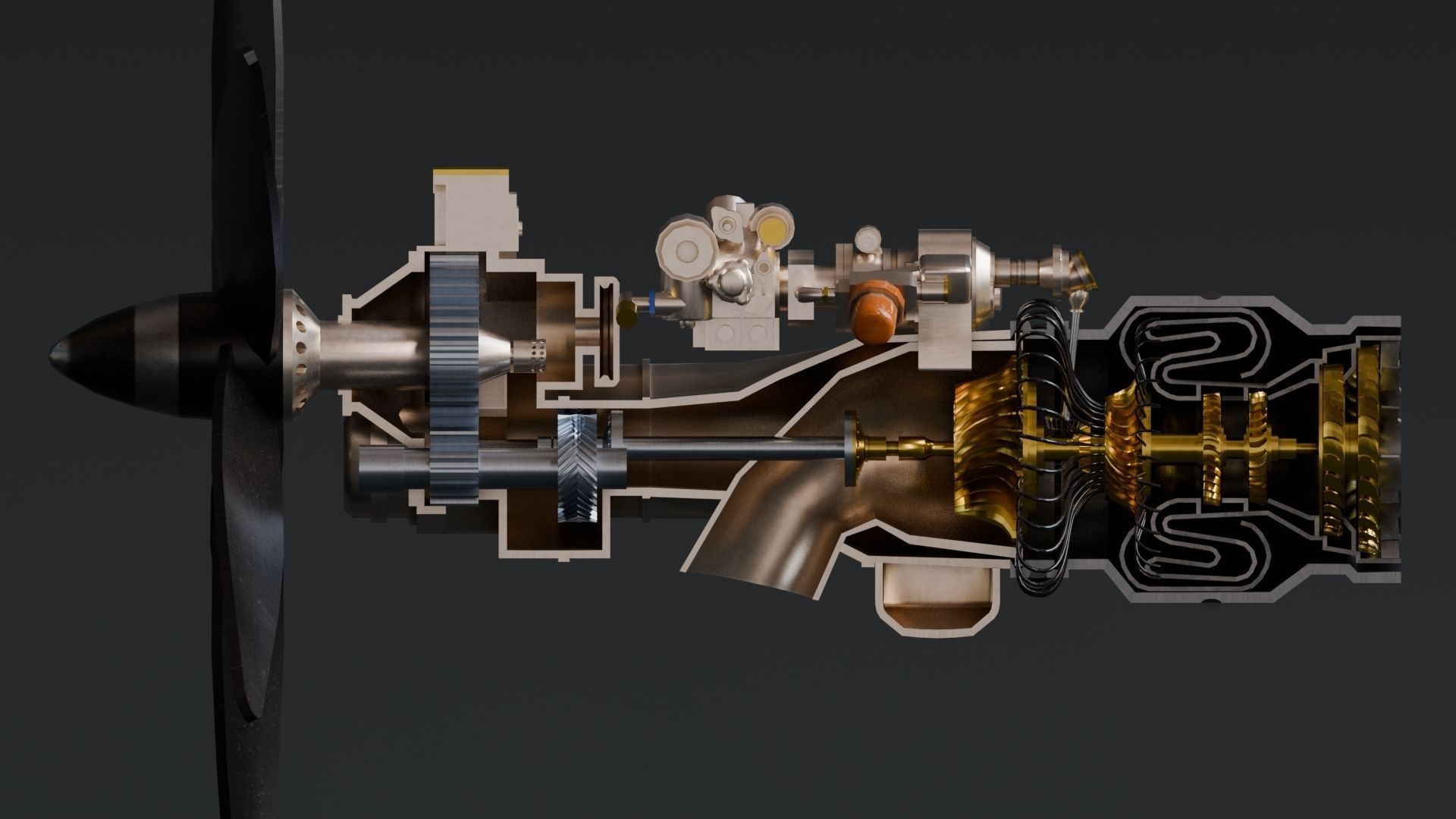 3D model Realistic Engine - Turboprop VR / AR / low-poly rigged ...