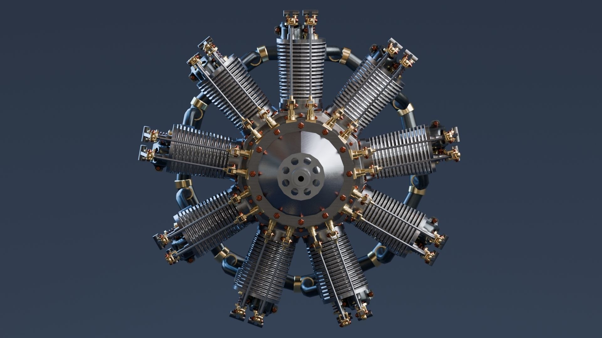 3D model Realistic Engine - Radial Engine VR / AR / low-poly rigged ...