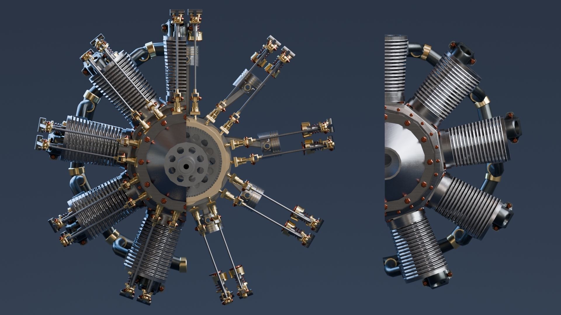 3D model Realistic Engine - Radial Engine VR / AR / low-poly rigged ...