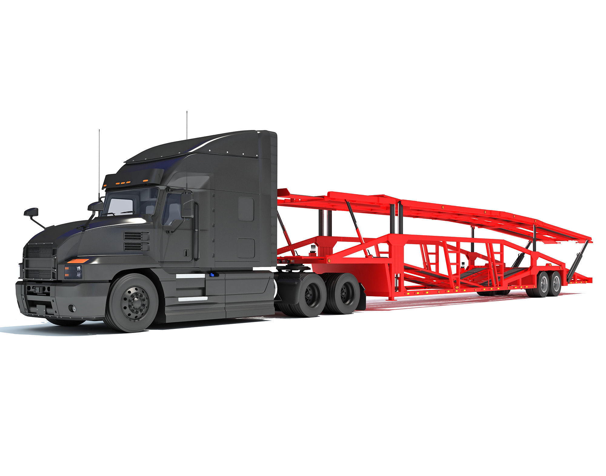 Car Hauler Trailer Semi Truck 3D model | CGTrader