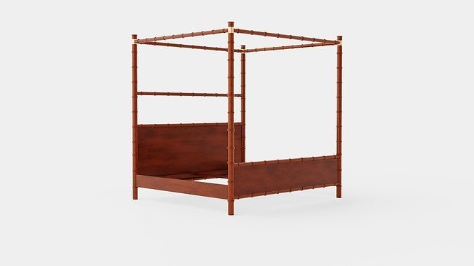 St Barts canopy bed bamboo 3D model | CGTrader