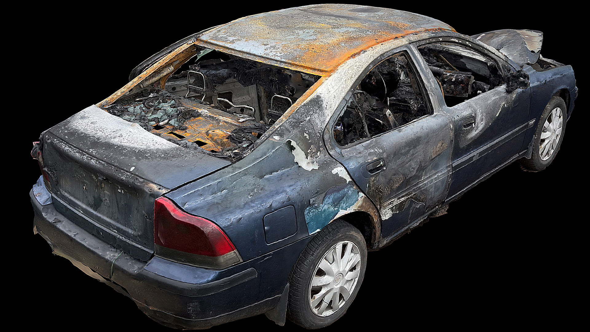 3D model car abandoned burned wreck photogrammetry VR / AR / low-poly ...