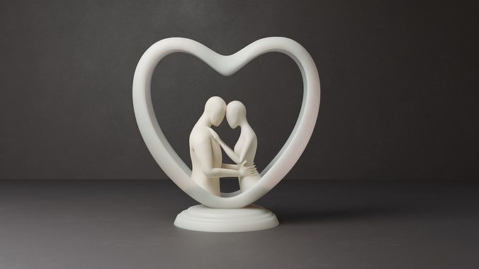 Couple Hugging in Heart - 3D Print Model 3D model 3D printable | CGTrader