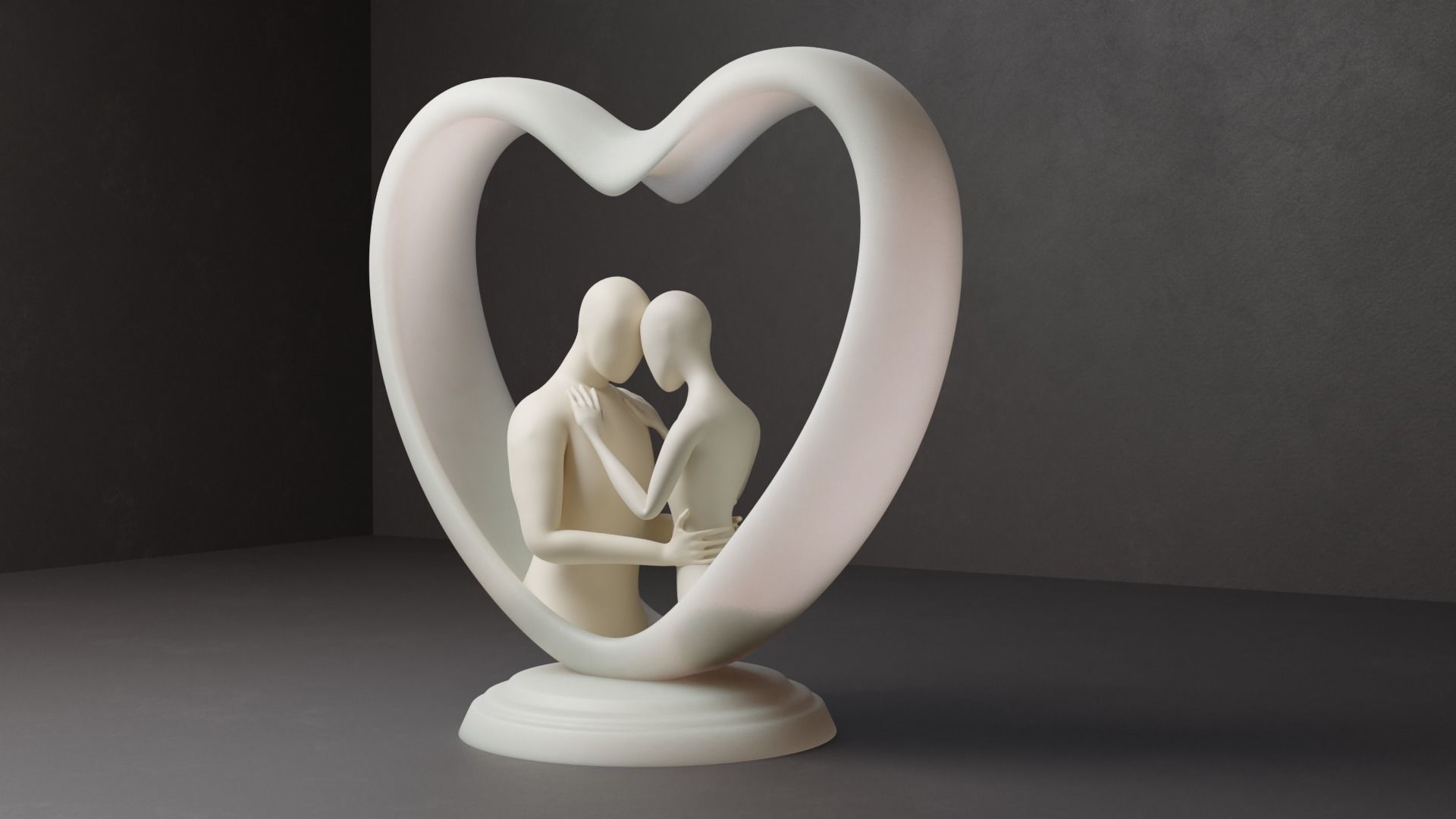 Couple Hugging in Heart - 3D Print Model 3D model 3D printable | CGTrader