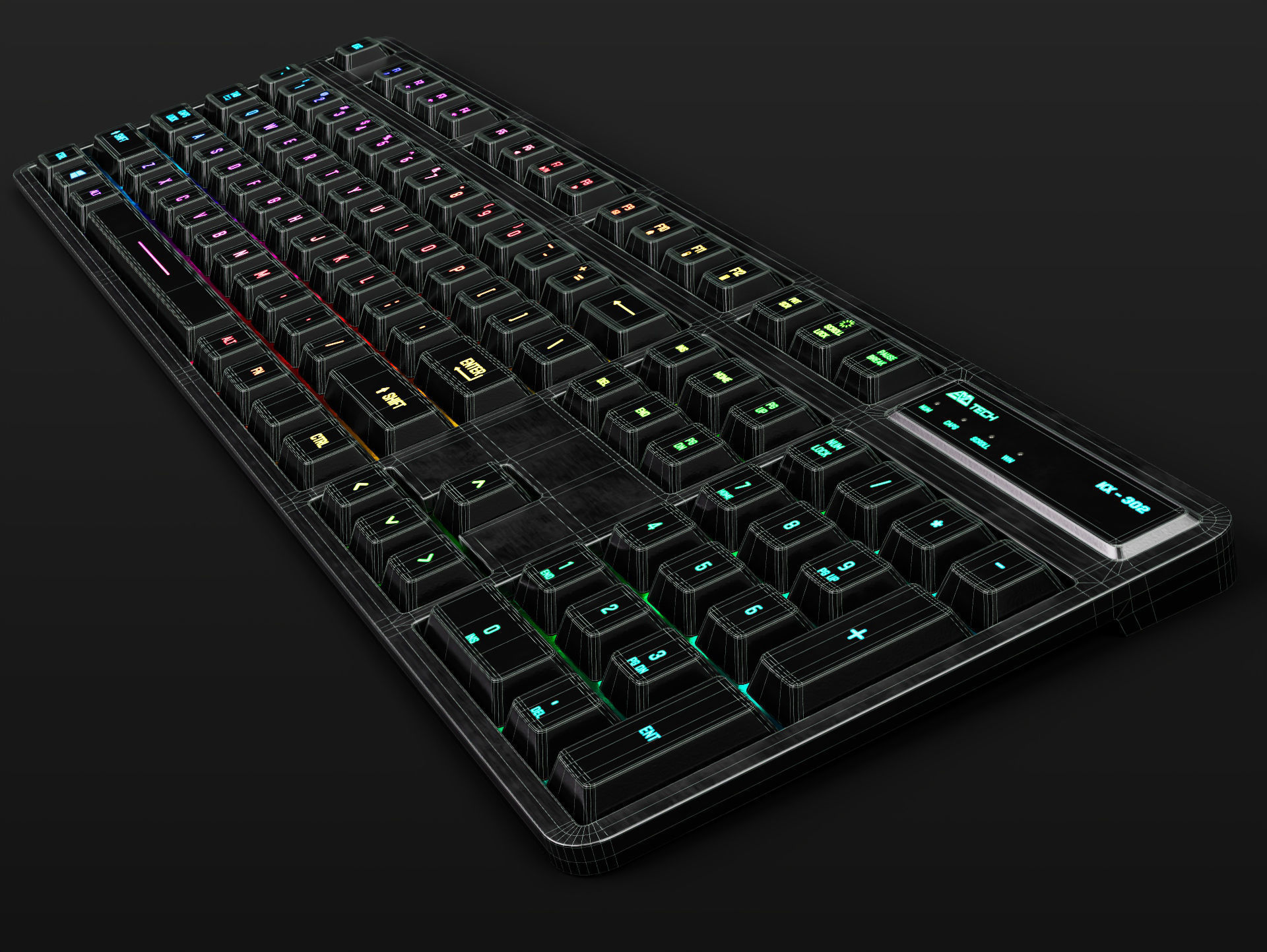 LED Neon Light Gaming Keyboard free VR / AR / low-poly 3D model | CGTrader