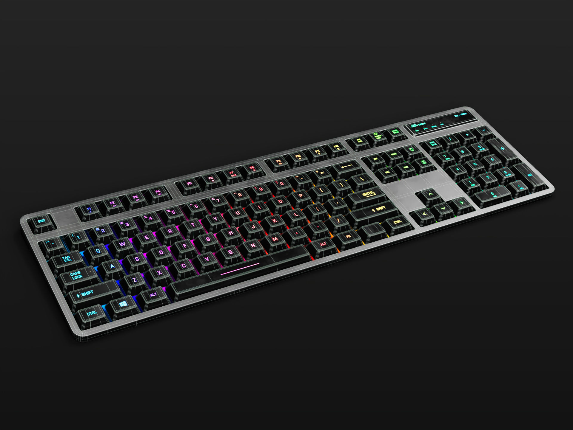 LED Neon Light Gaming Keyboard free VR / AR / low-poly 3D model | CGTrader
