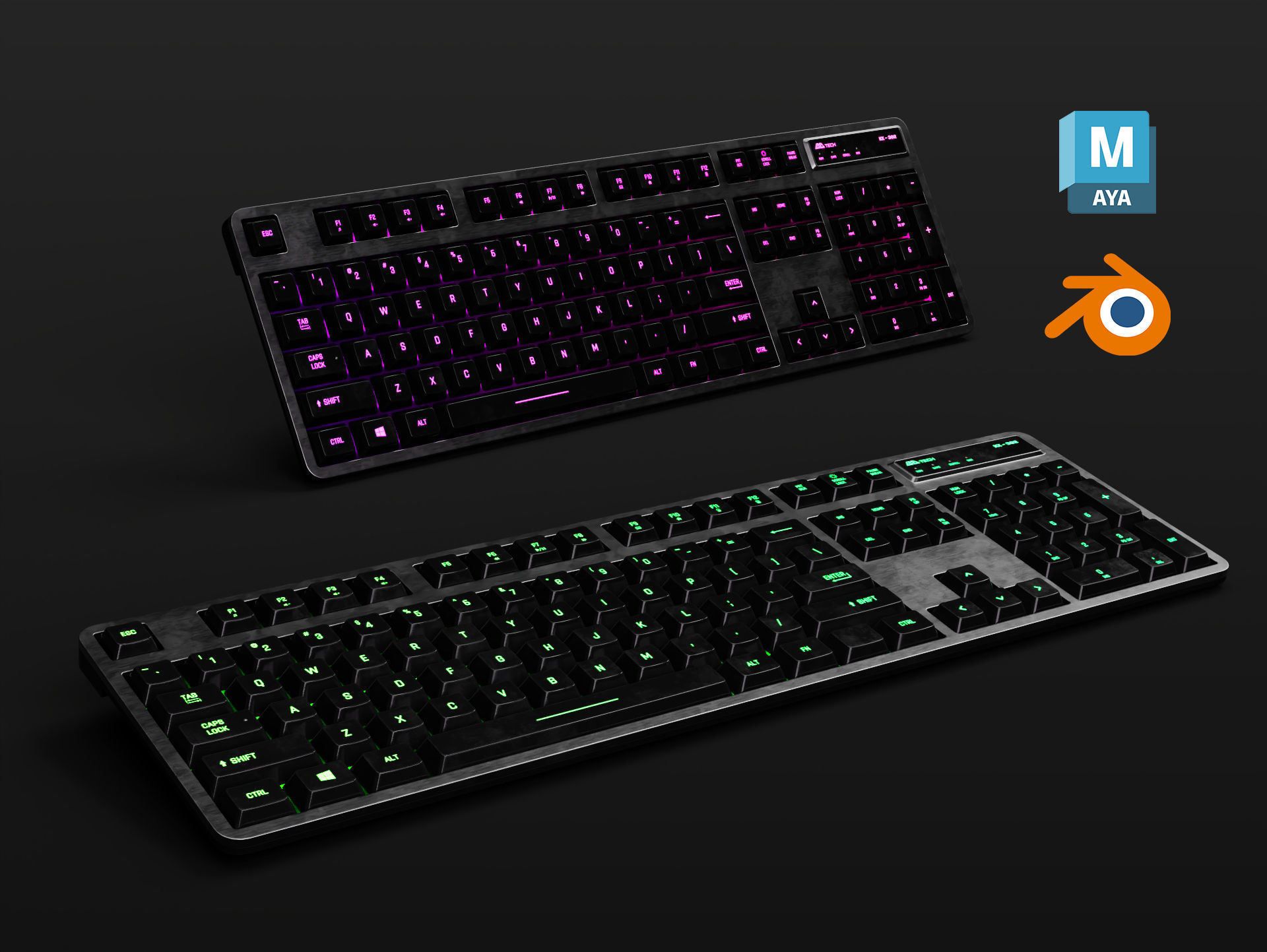 LED Neon Light Gaming Keyboard free VR / AR / low-poly 3D model | CGTrader