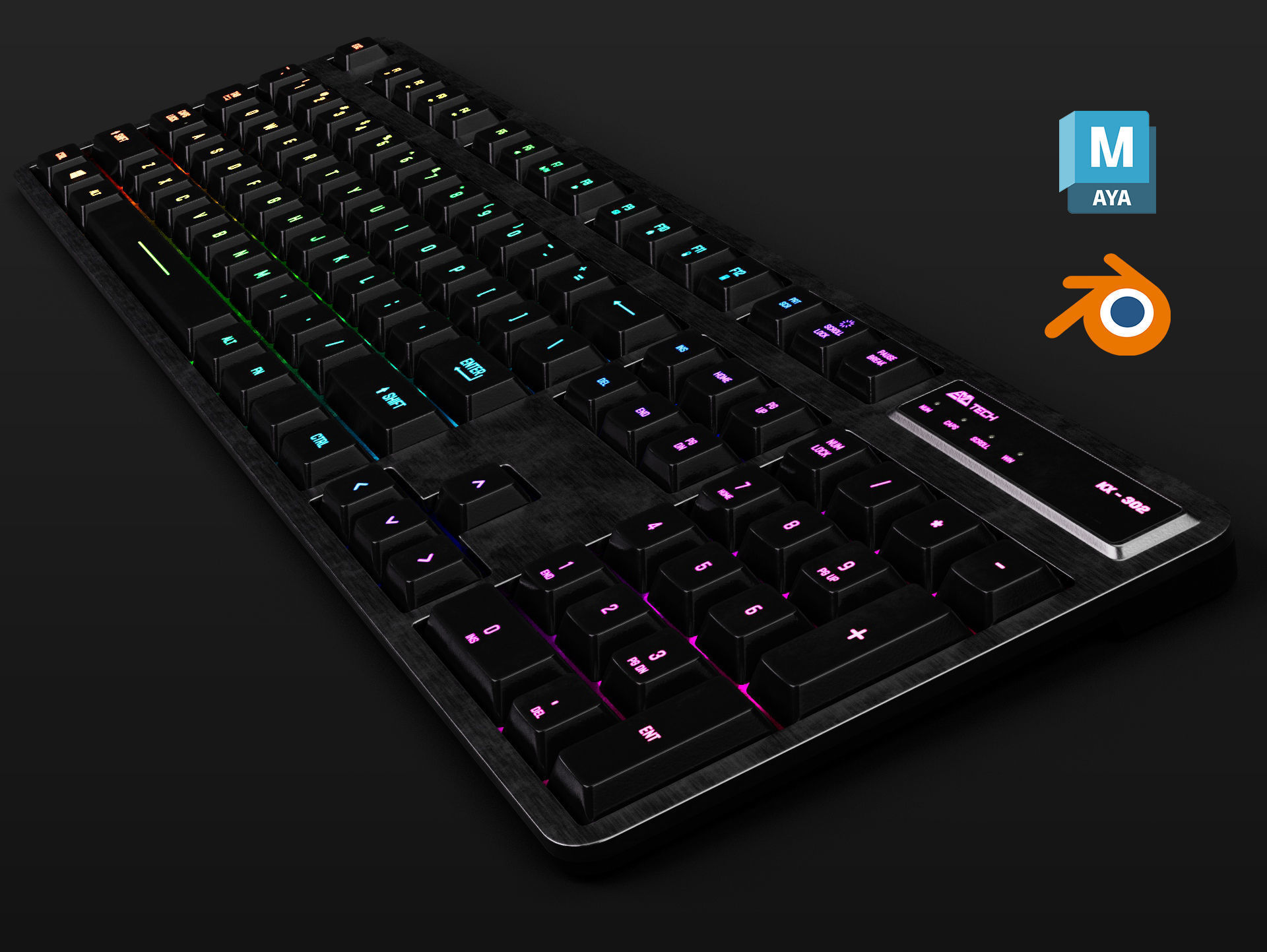LED Neon Light Gaming Keyboard free VR / AR / low-poly 3D model | CGTrader