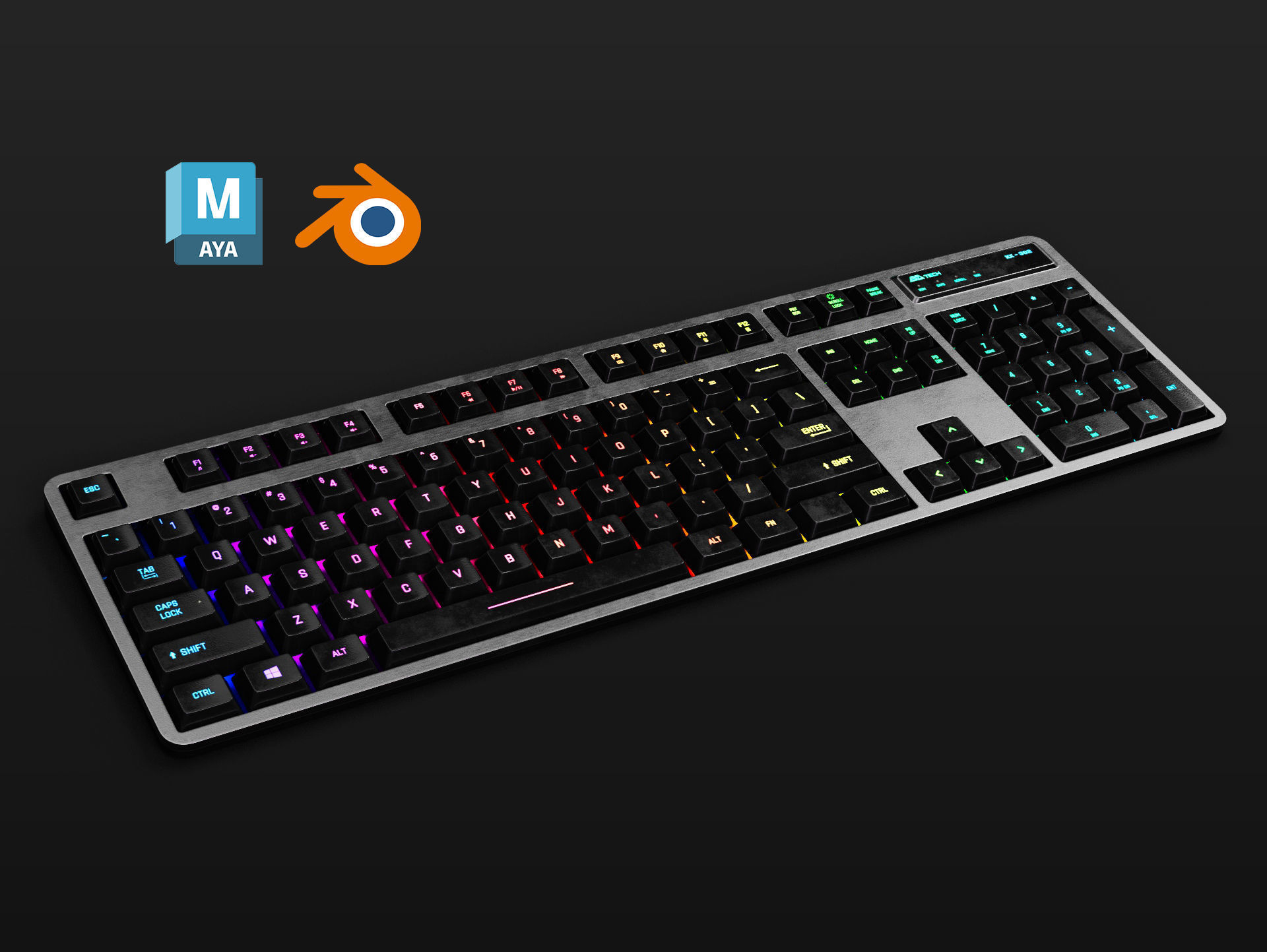 LED Neon Light Gaming Keyboard free VR / AR / low-poly 3D model | CGTrader