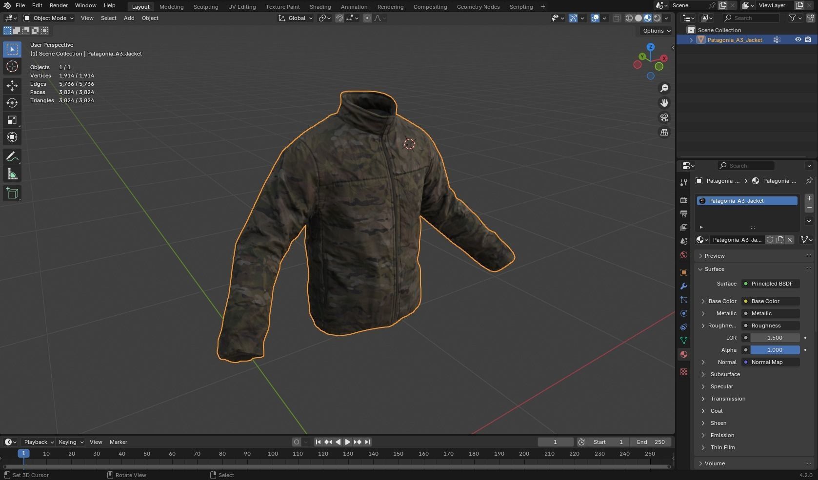 3D model PATAGONIA MARS LEVEL 3A JACKET VR / AR / low-poly | CGTrader