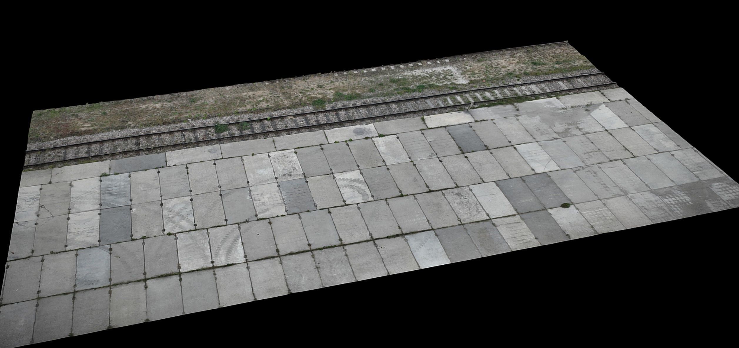 3D model industrial ground railway concrete slabs photogrammetry VR ...