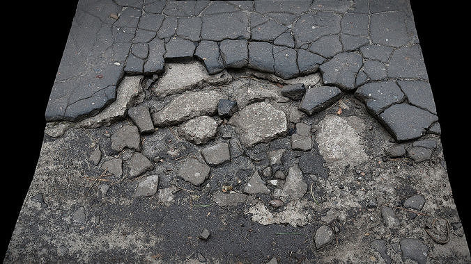 3D model asphalt destroyed road debris part1 photogrammetry VR / AR ...