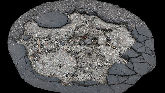 3D model asphalt destroyed road debris part2 photogrammetry VR / AR ...