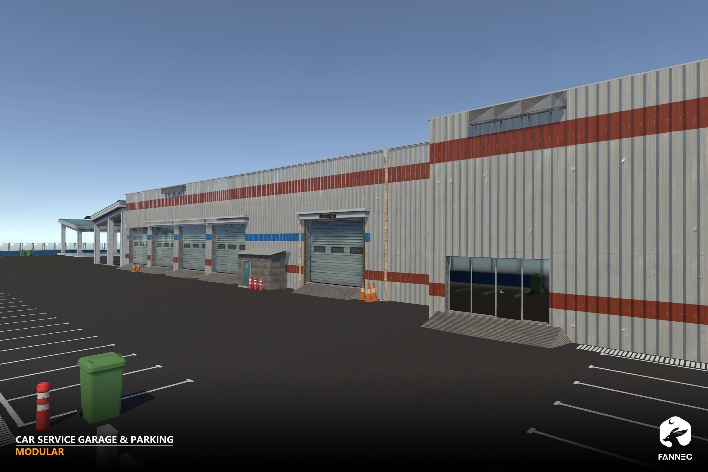 3D model Modular - Car Service Garage Parking Interior Exterior ...