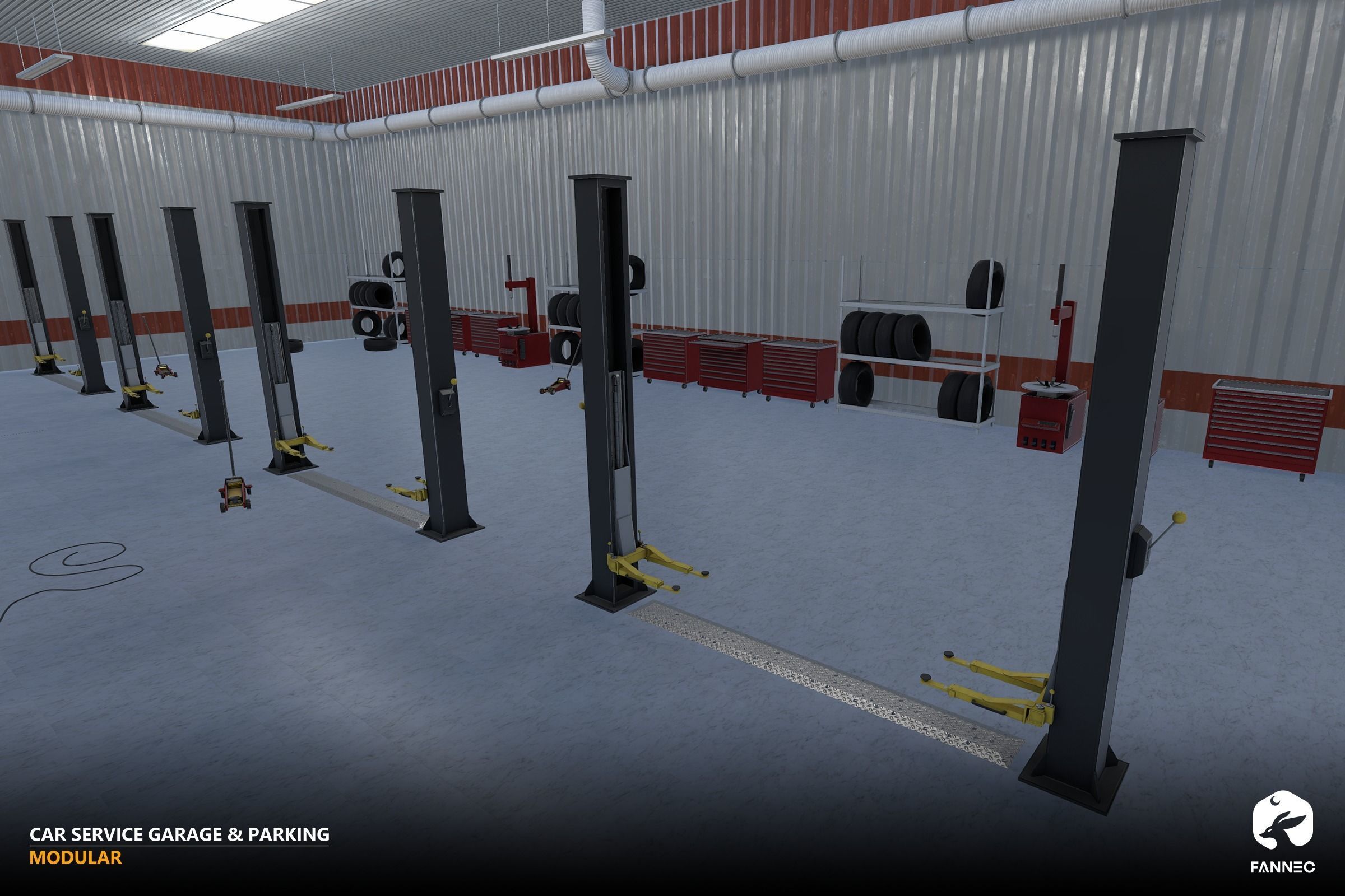 3D model Modular - Car Service Garage Parking Interior Exterior ...