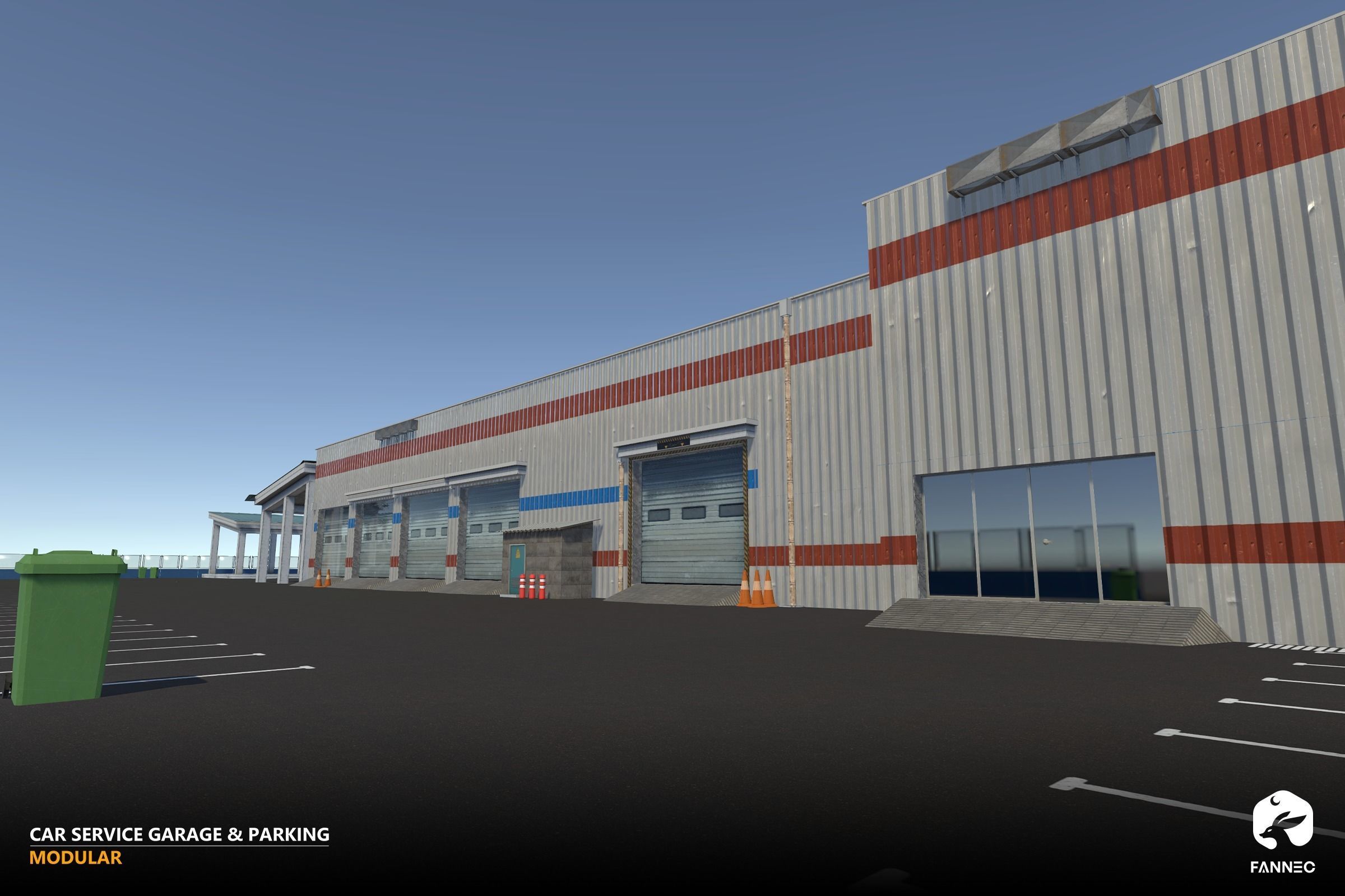 3D model Modular - Car Service Garage Parking Interior Exterior ...
