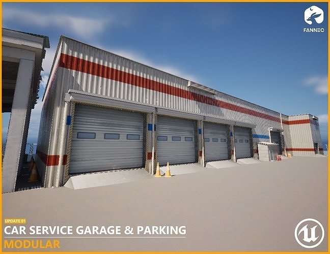 3D model Modular - Car Service Garage Parking Interior Exterior ...