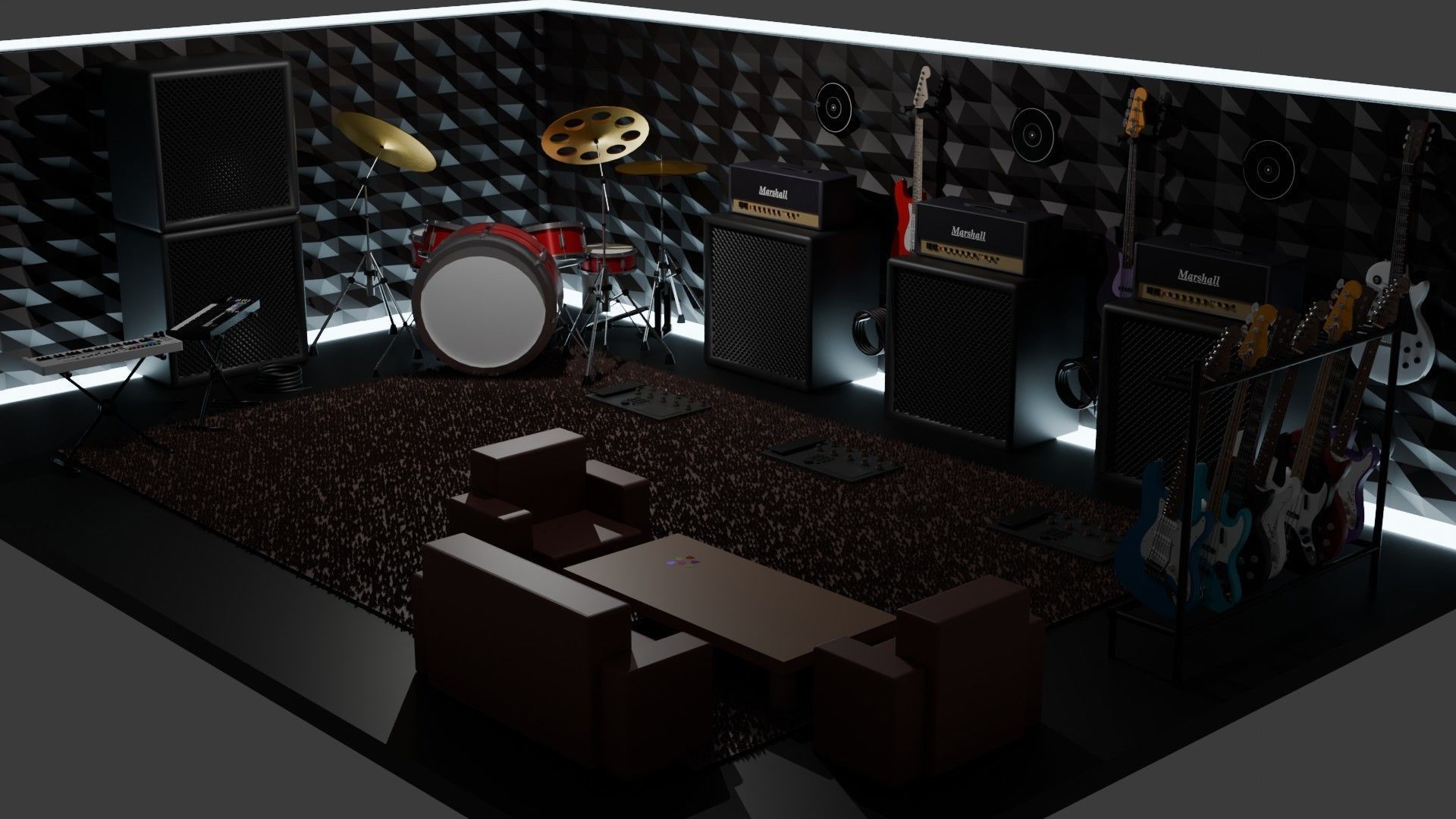 Music studio free 3D model | CGTrader