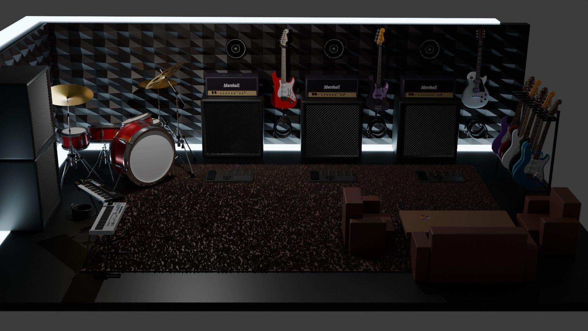 Music studio free 3D model | CGTrader