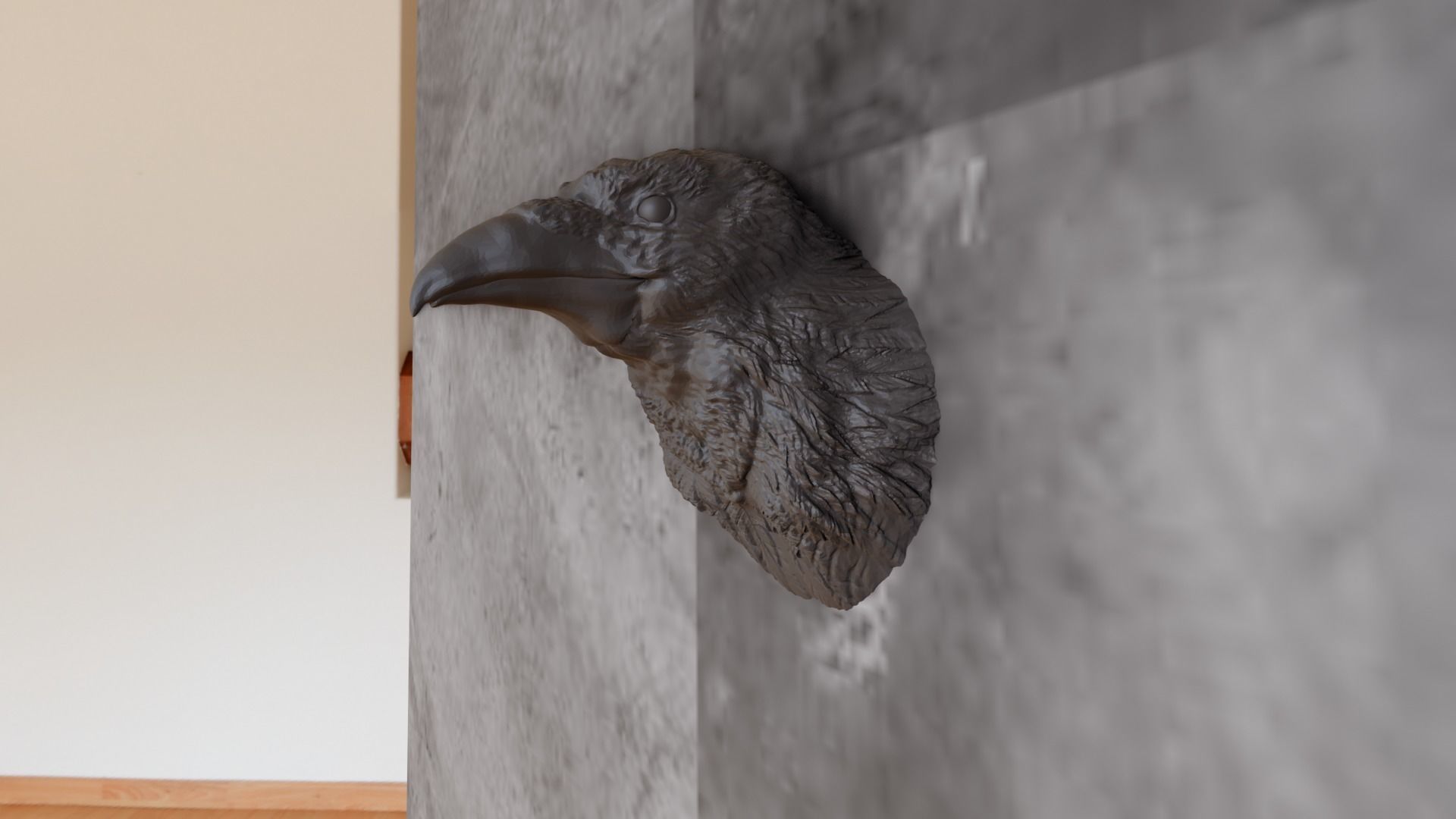 raven head wall mount stl 3D model 3D printable | CGTrader